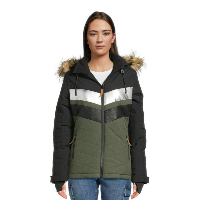 Tec One Women's Heavyweight Quilted Colorblocked Ski Snowboard Jacket ...