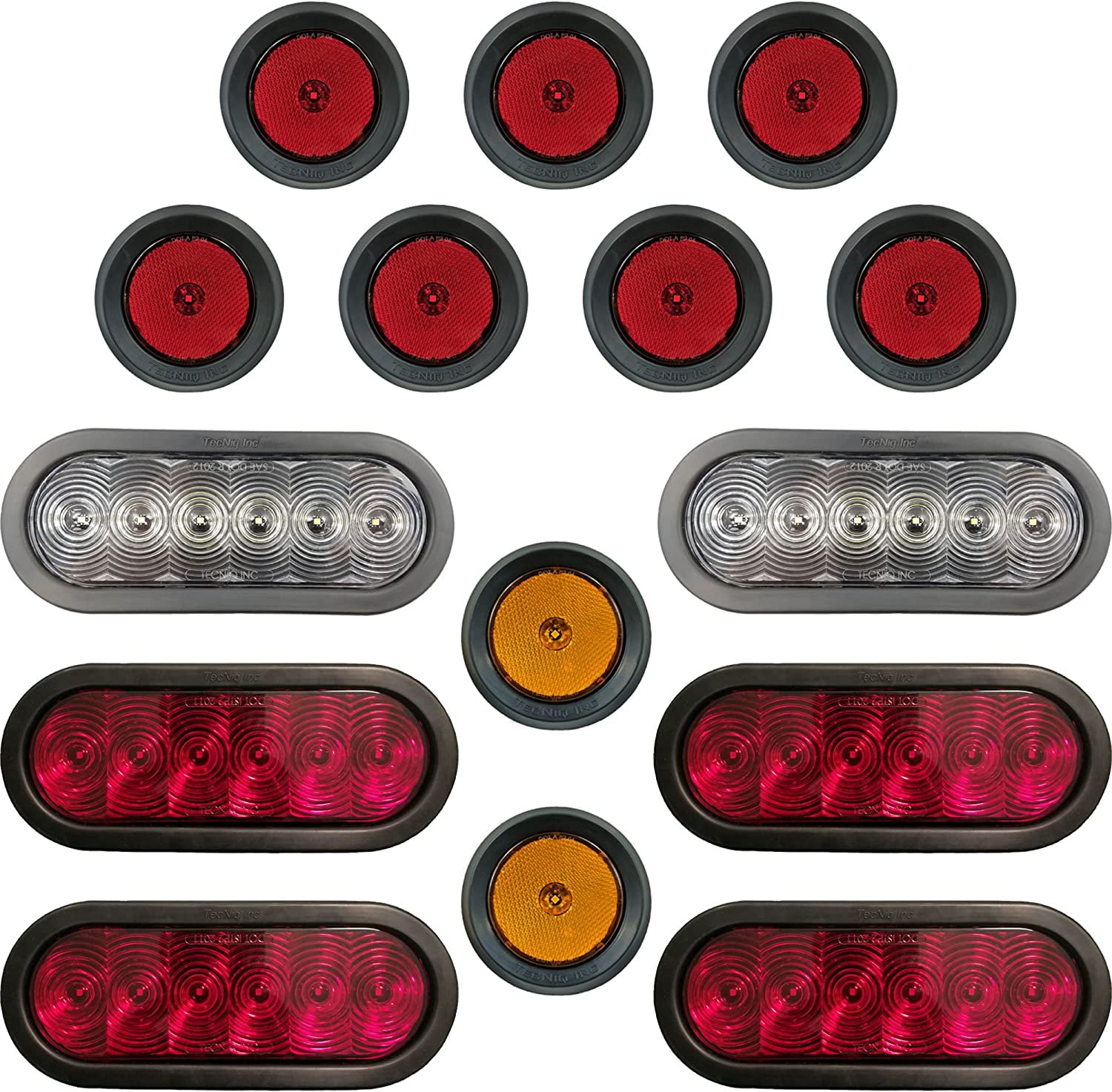 TecNiq, Inc LED Light Kit for Trailers Trucks RVs - Oval Stop/Turn/Tail ...