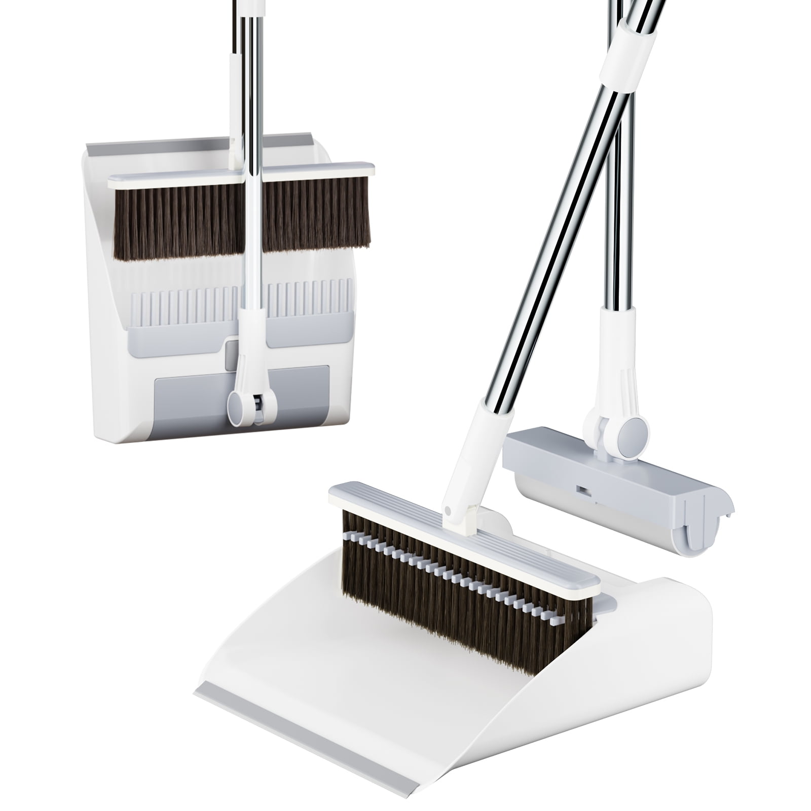 Tecfino 3 in 1 Broom and Dustpan Set with Built-in Lint Roller ...