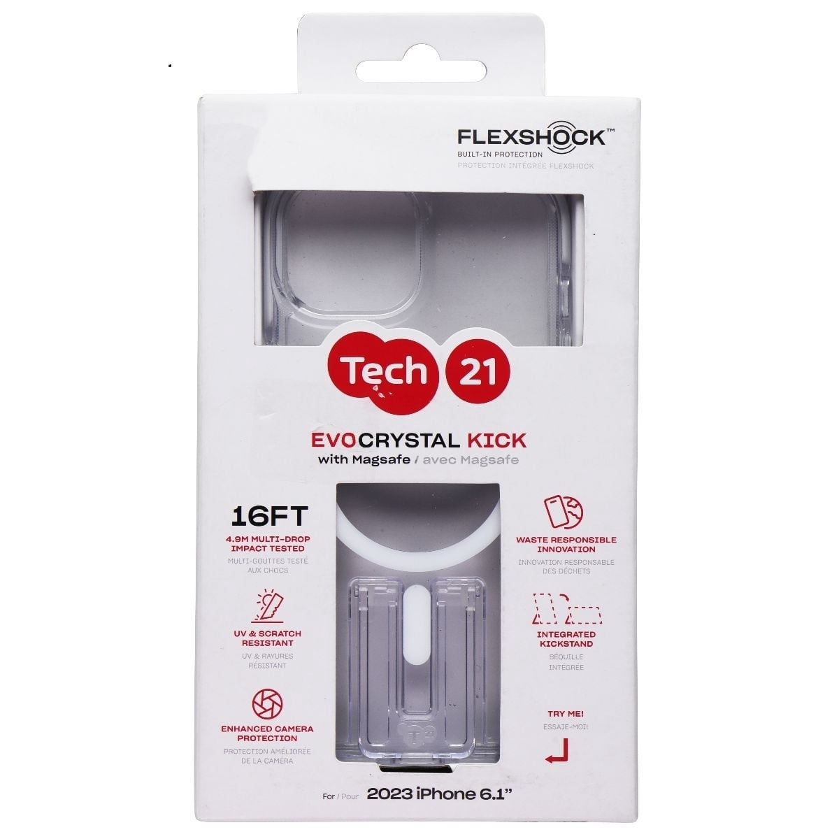 Tech 21 Evo Crystal Kick for MagSafe for iPhone 15 - White - Walmart ...