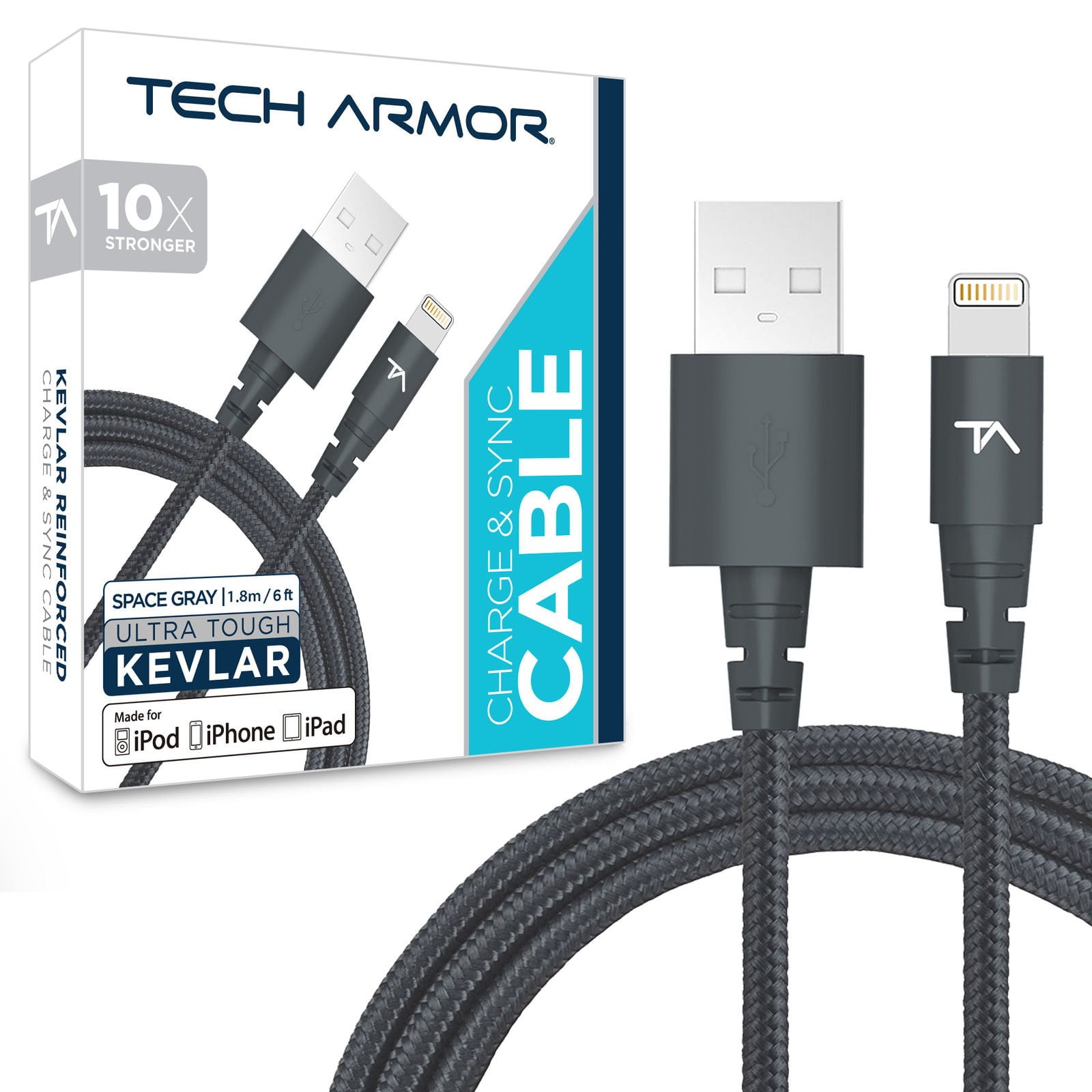 Tech Armor Lightning to USB Cable - Reinforced, Tough-Braided Extra ...