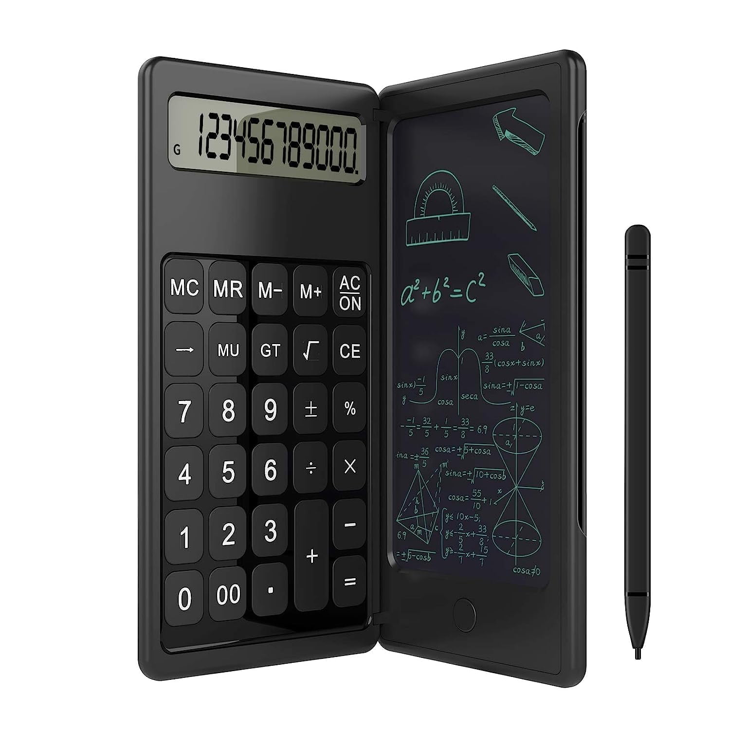 Tech Calculator With Writing Pad 12 Digit Pocket Calculator Foldable ...
