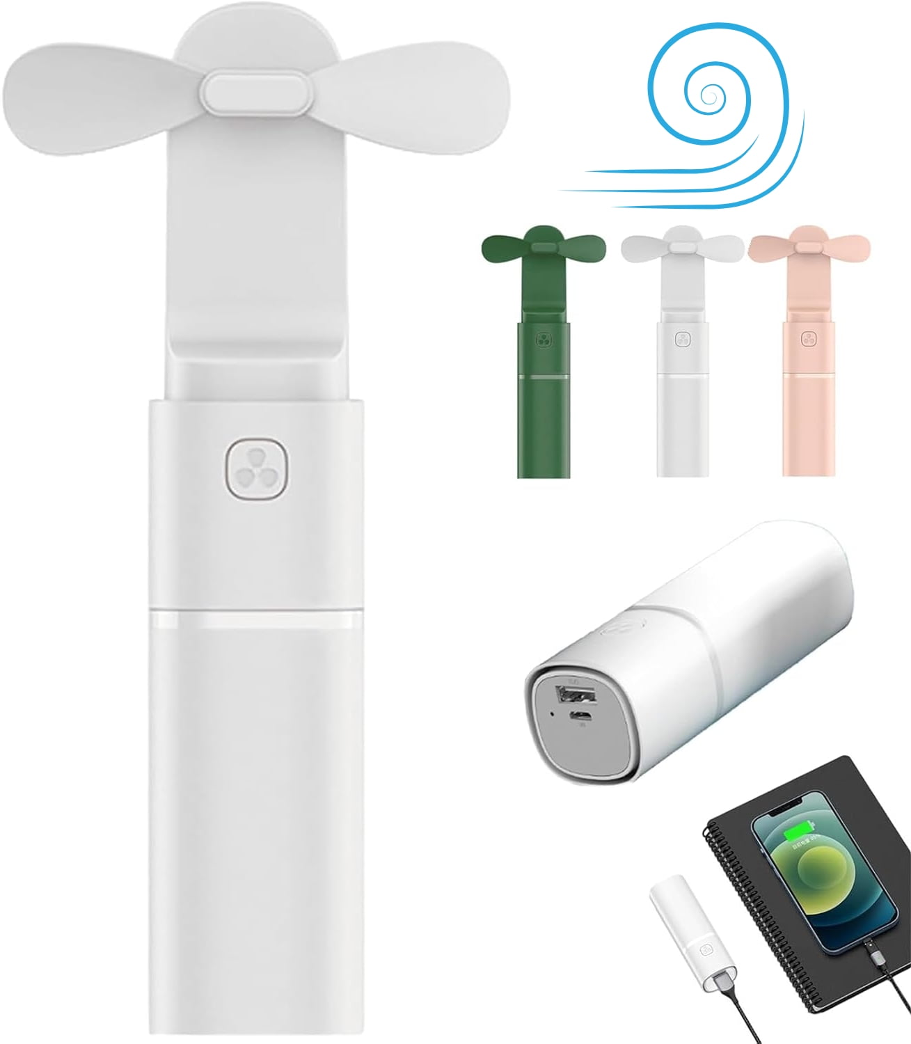 Tech Candy Easy Breezy Portable Fan, Rechargeable Personal Handheld Fan ...