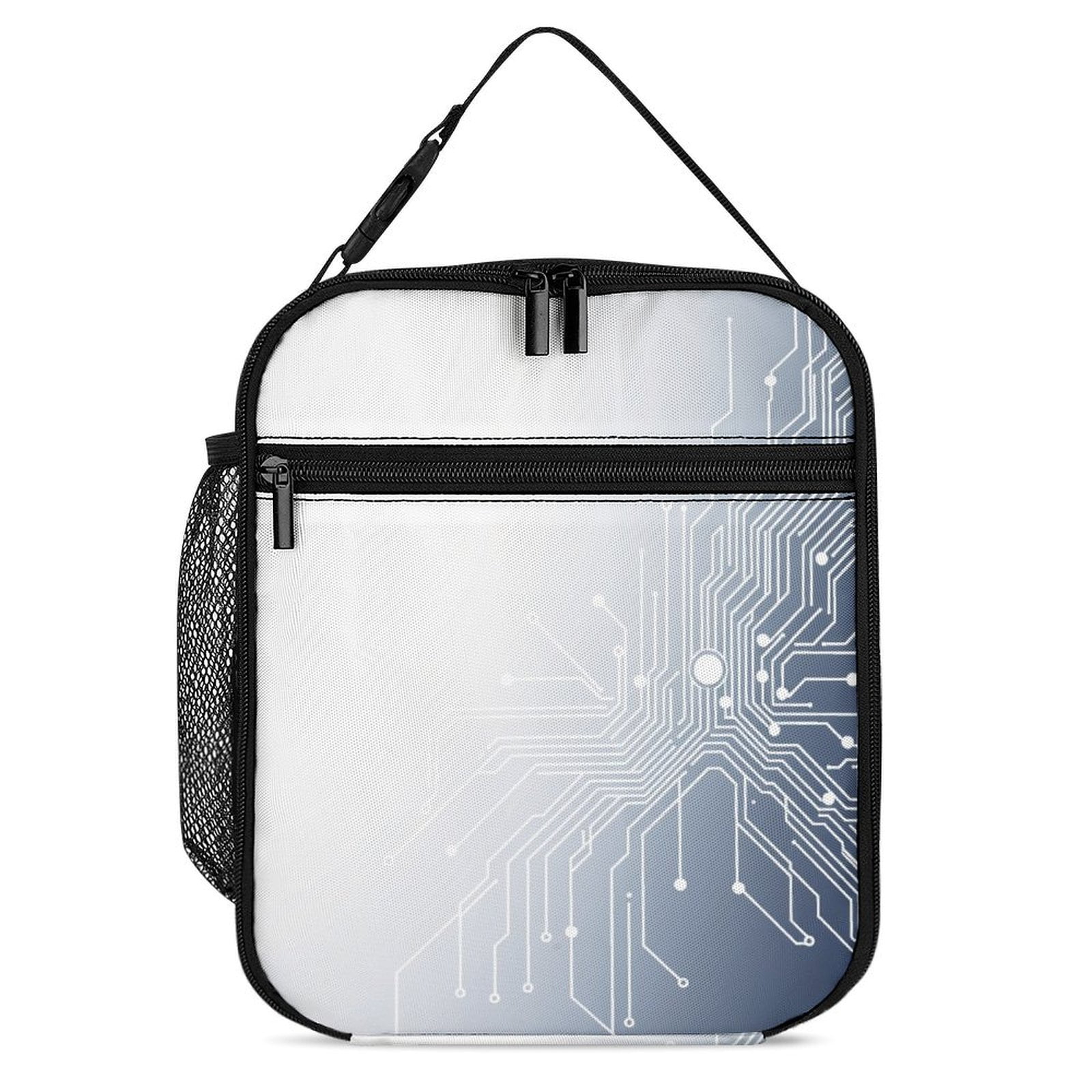 Tech Circuit Background Lunch Bag Women Portable Bento Box for Outdoor ...
