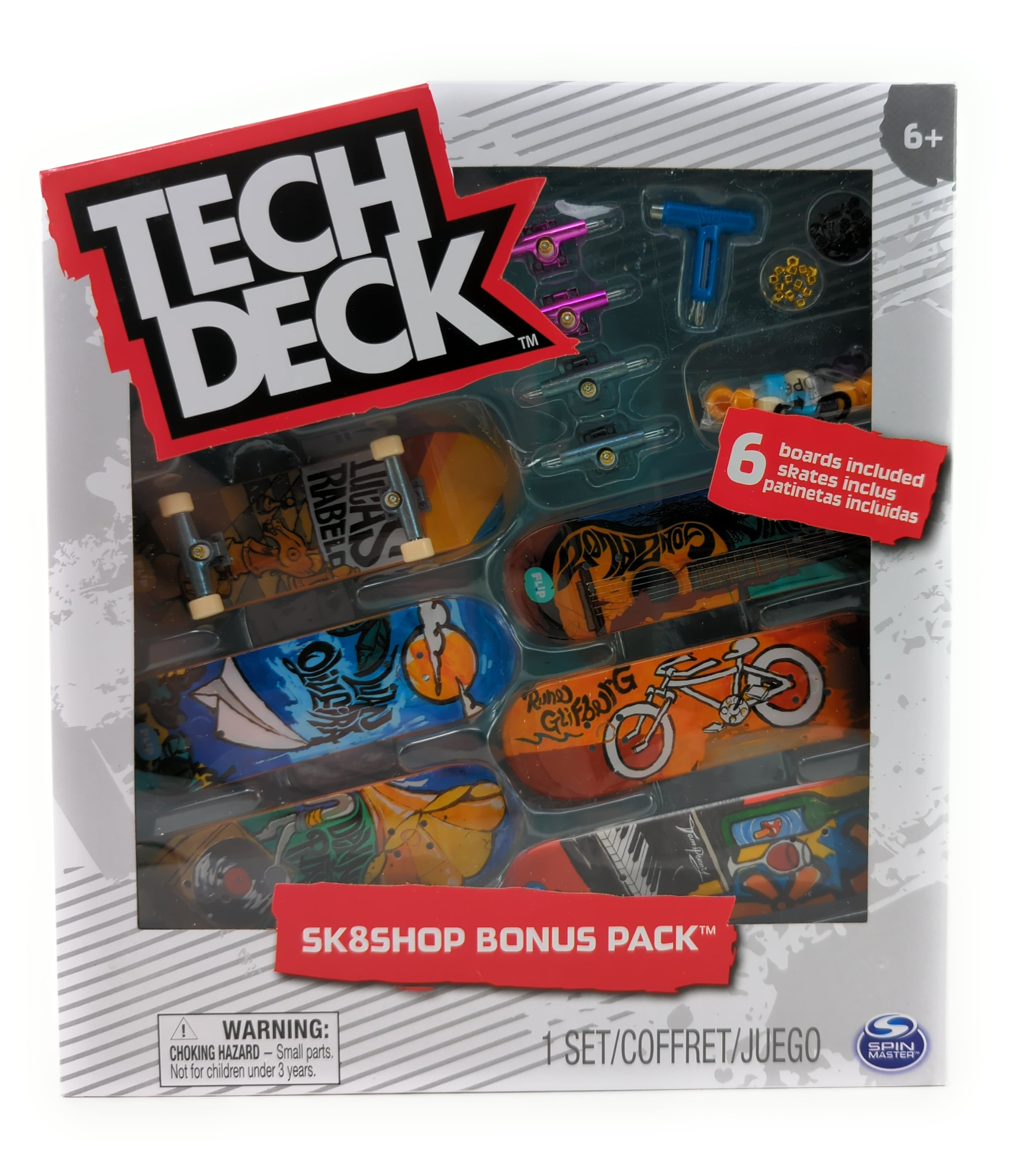 Tech Deck Spin Master Kids Flip Fingerboards, Multicolor, 6 Pack ...