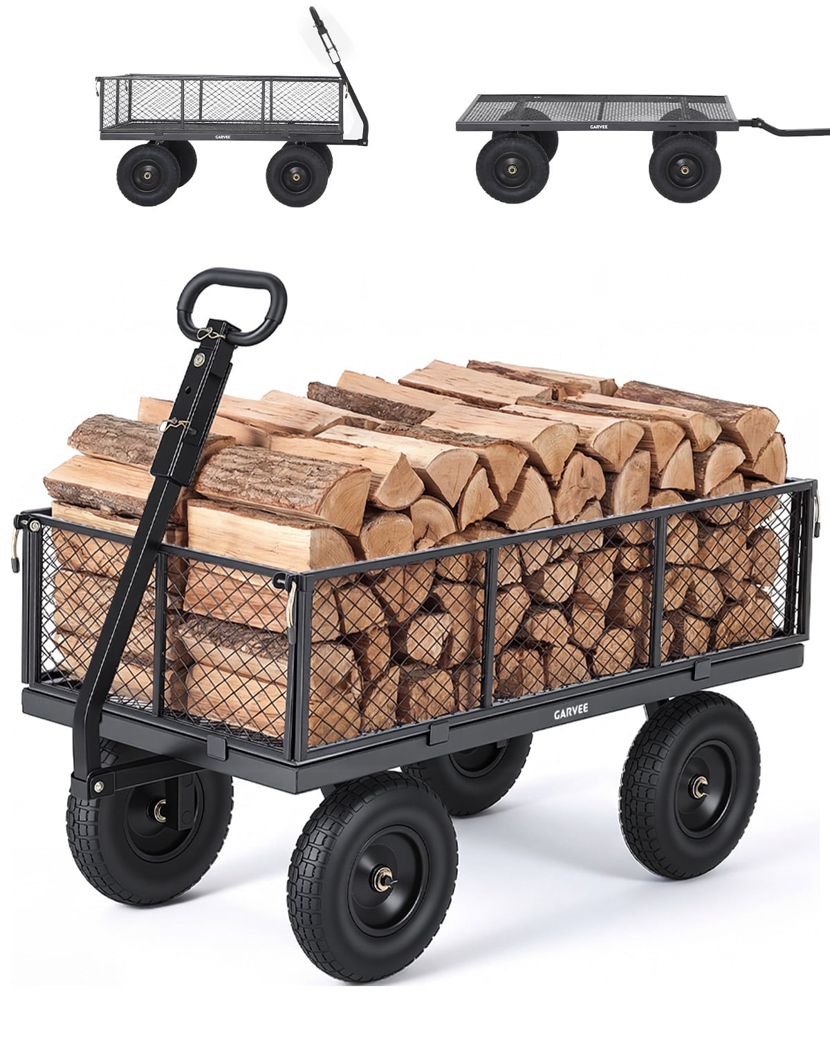 Tech Heavy Duty Steel Garden Cart 1000LBS Capacity - Removable Mesh ...