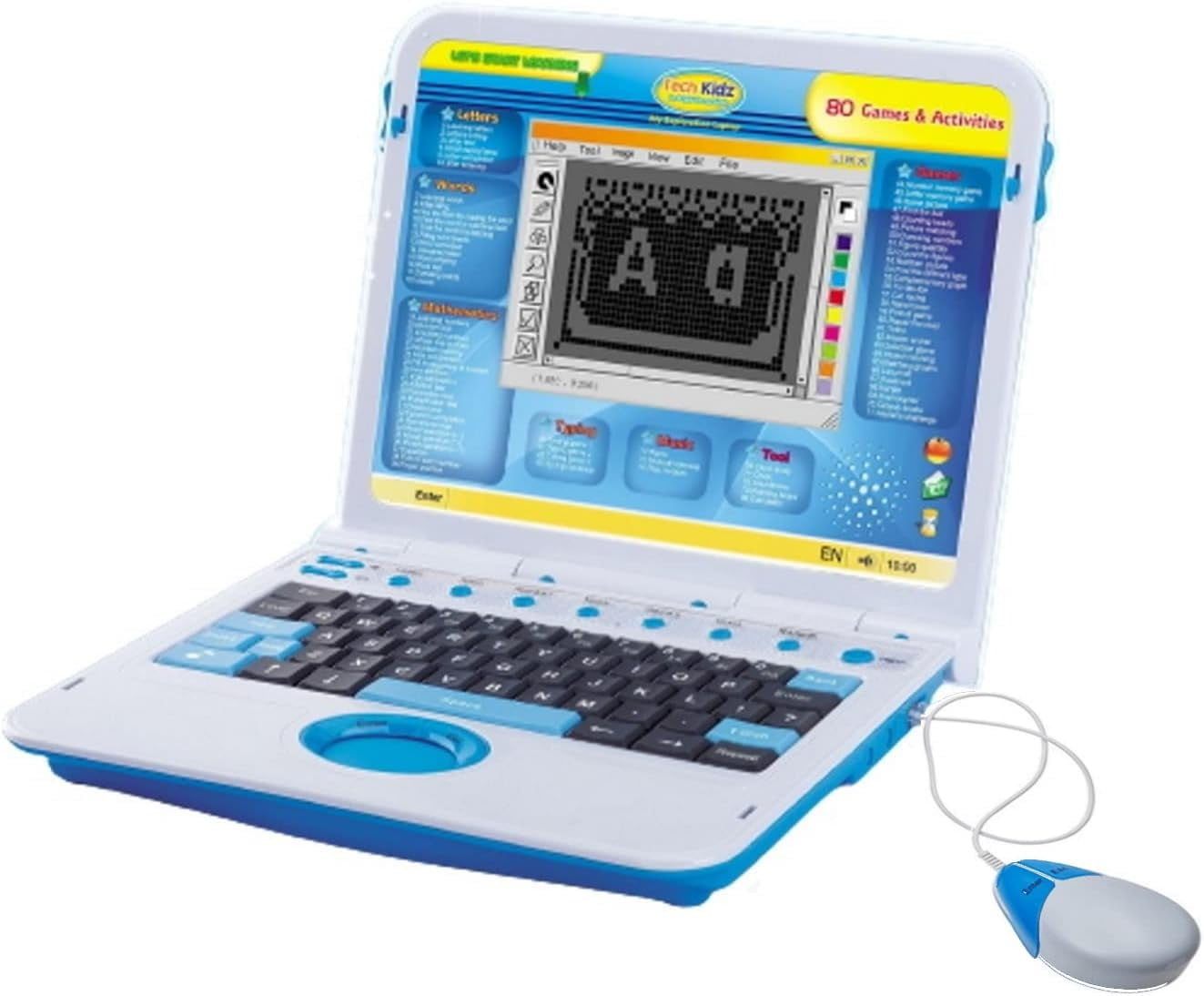 Tech Kidz Electronic Kids Toy Laptop, Educational Learning with 80 Games, LCD Screen, Keyboard ...