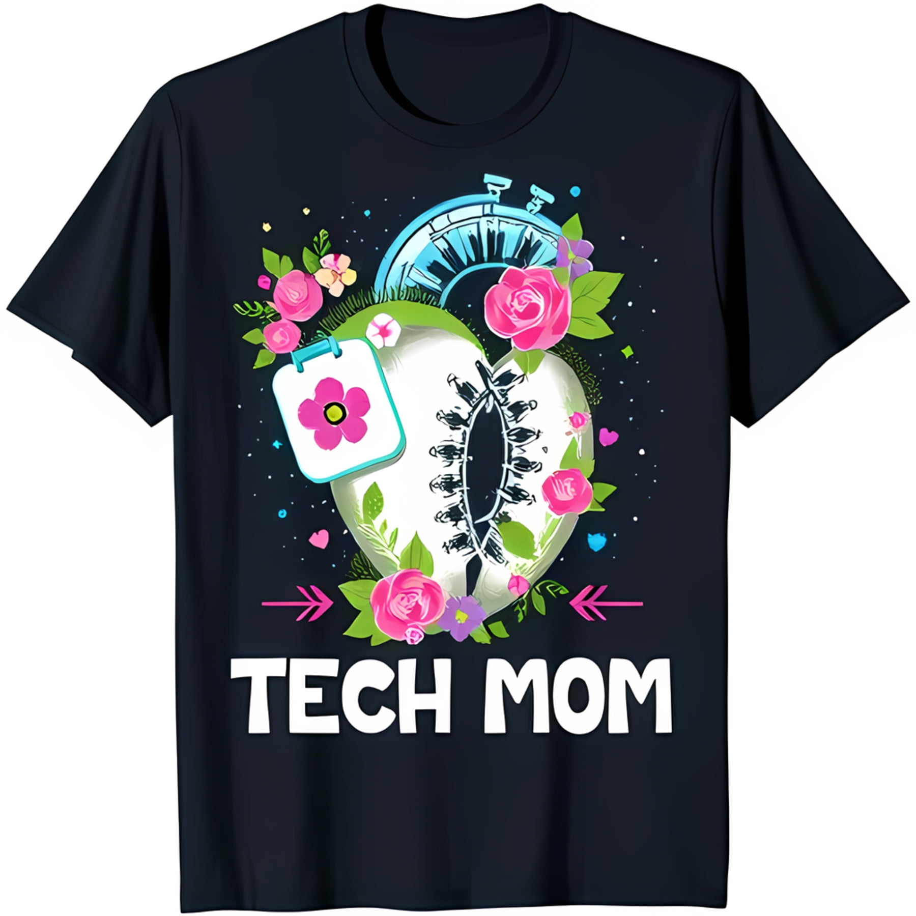 Tech Mom Black T-Shirt with Eye Catching Design Proudly Show Your Love ...
