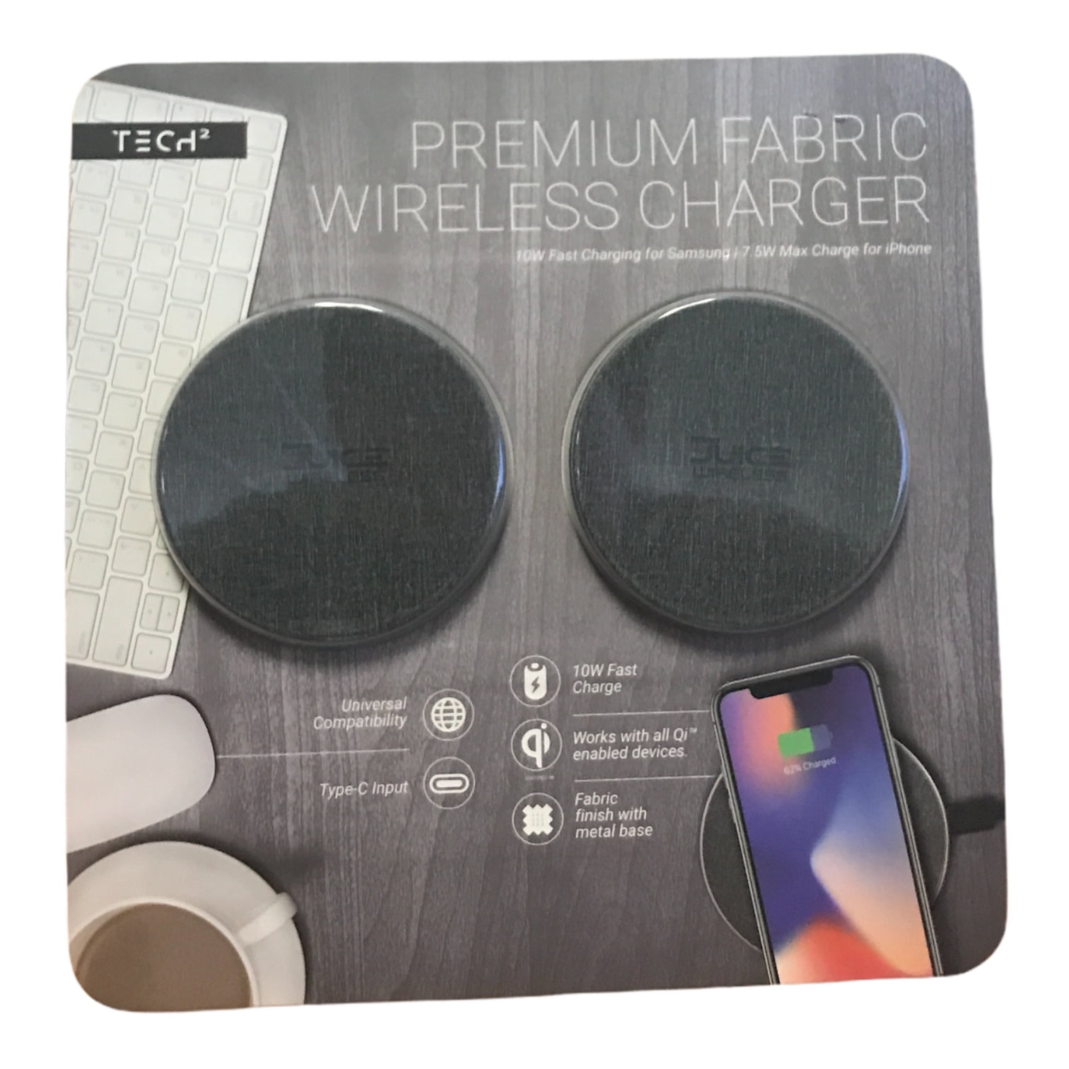 Tech Squared 2-Pack Premium Fabric Wireless Charger Fast Wireless ...