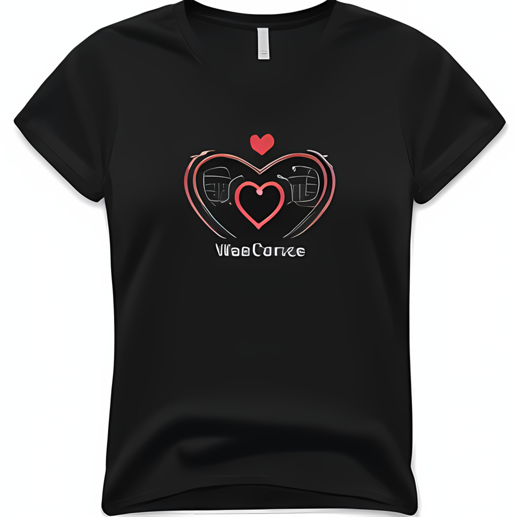 Tech meets romance with V'accace Black T-Shirt featuring dual hearts ...