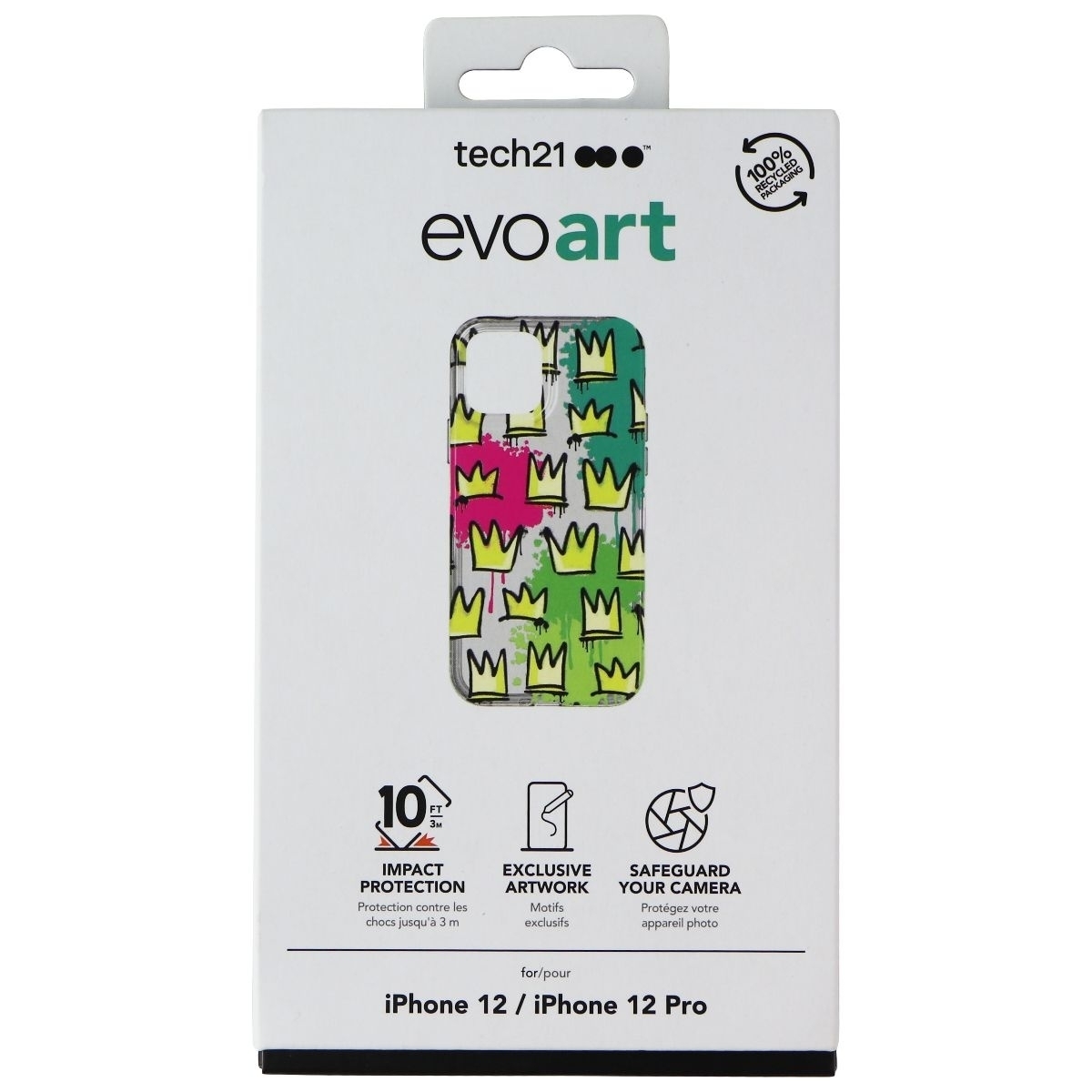 Tech21 EvoArt Case for iPhone 12 and iPhone 12 Pro - Clear / Crowns ...