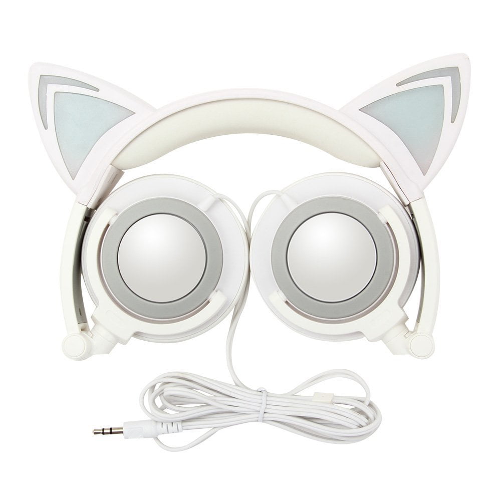 TechComm K7 LED Headphones with Pointy Cat Ears and Spare Battery ...