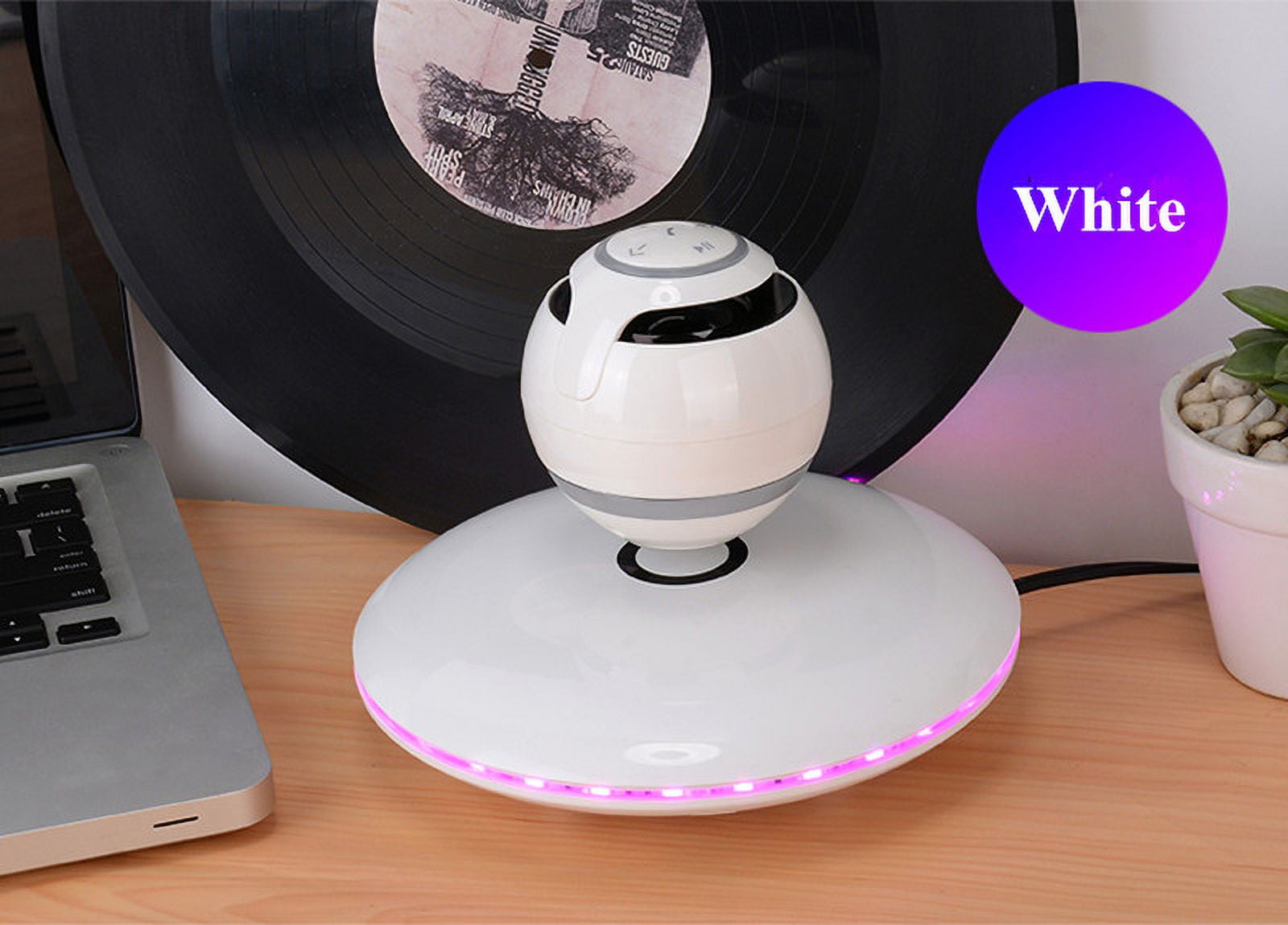 TechComm WB-46-3 Magnetic Levitating Bluetooth Speaker with LED Lights ...