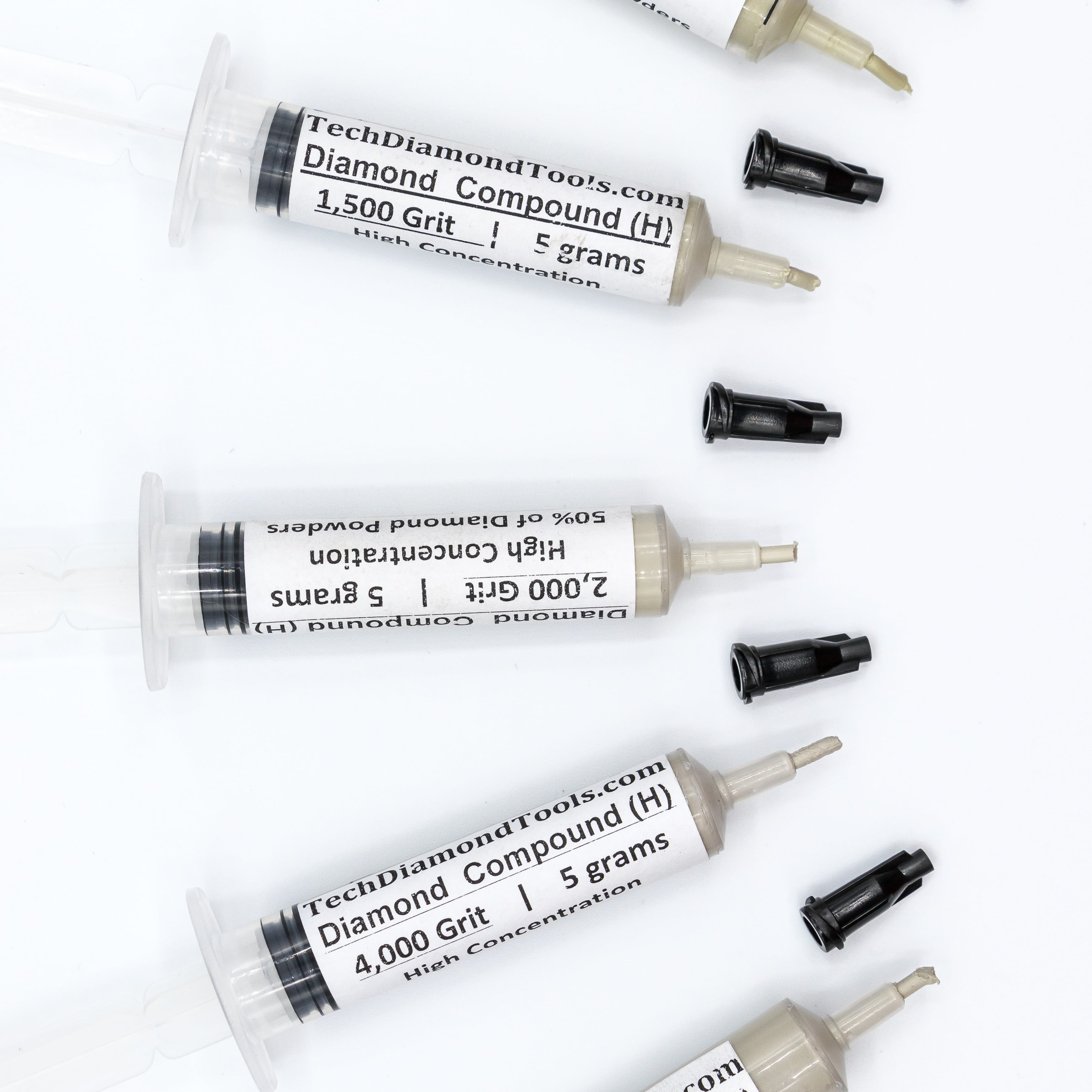 TechDiamondTools Diamond Polish Paste Set of 5 Syringes X 5 Grams (H), Polish Lapping Compound ...