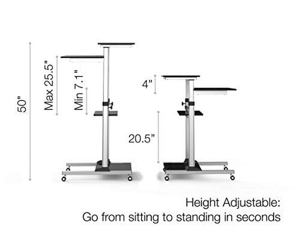 TechOrbits Rolling Desk for Laptop - Standing or Sitting Mobile ...