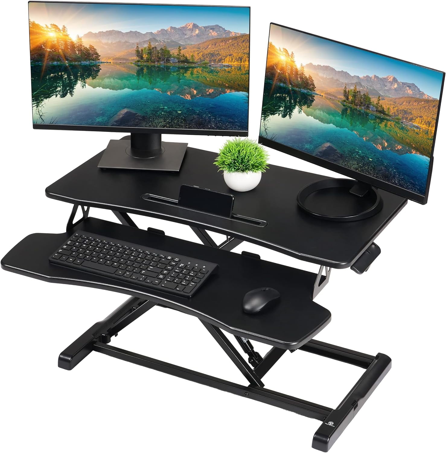 TechOrbits Standing Desk Converter-32-inch Height Adjustable, MDF Wood ...