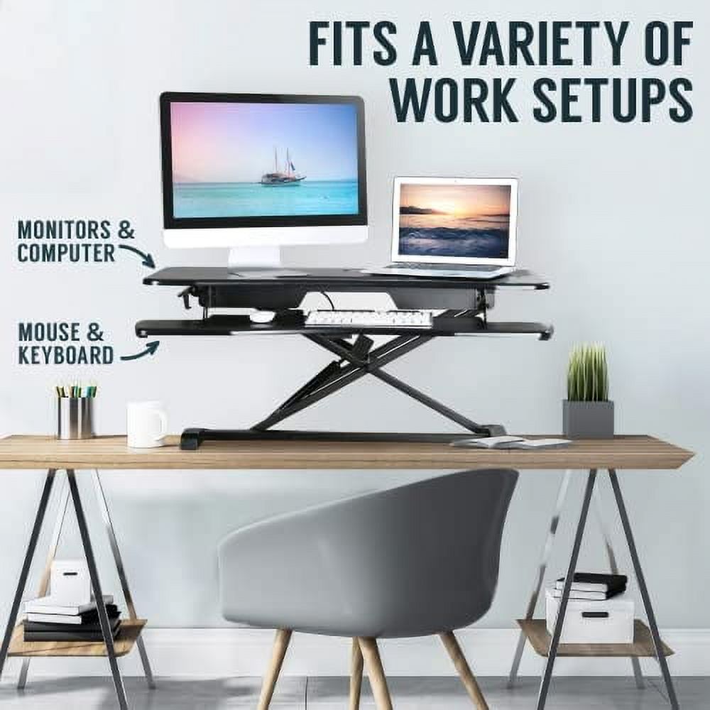 TechOrbits Standing Desk Converter-32-inch Height Adjustable, MDF Wood ...