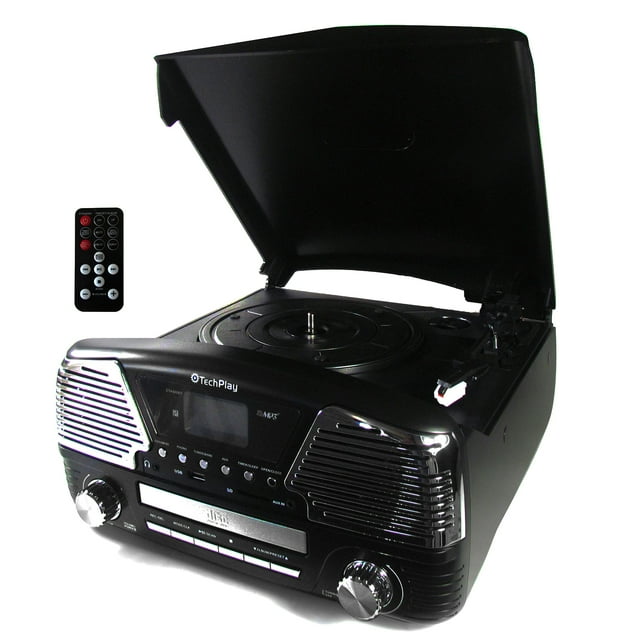 TechPlay 3 Speed BT Turntable, Programmable MP3 CD Player, USB/SD ...