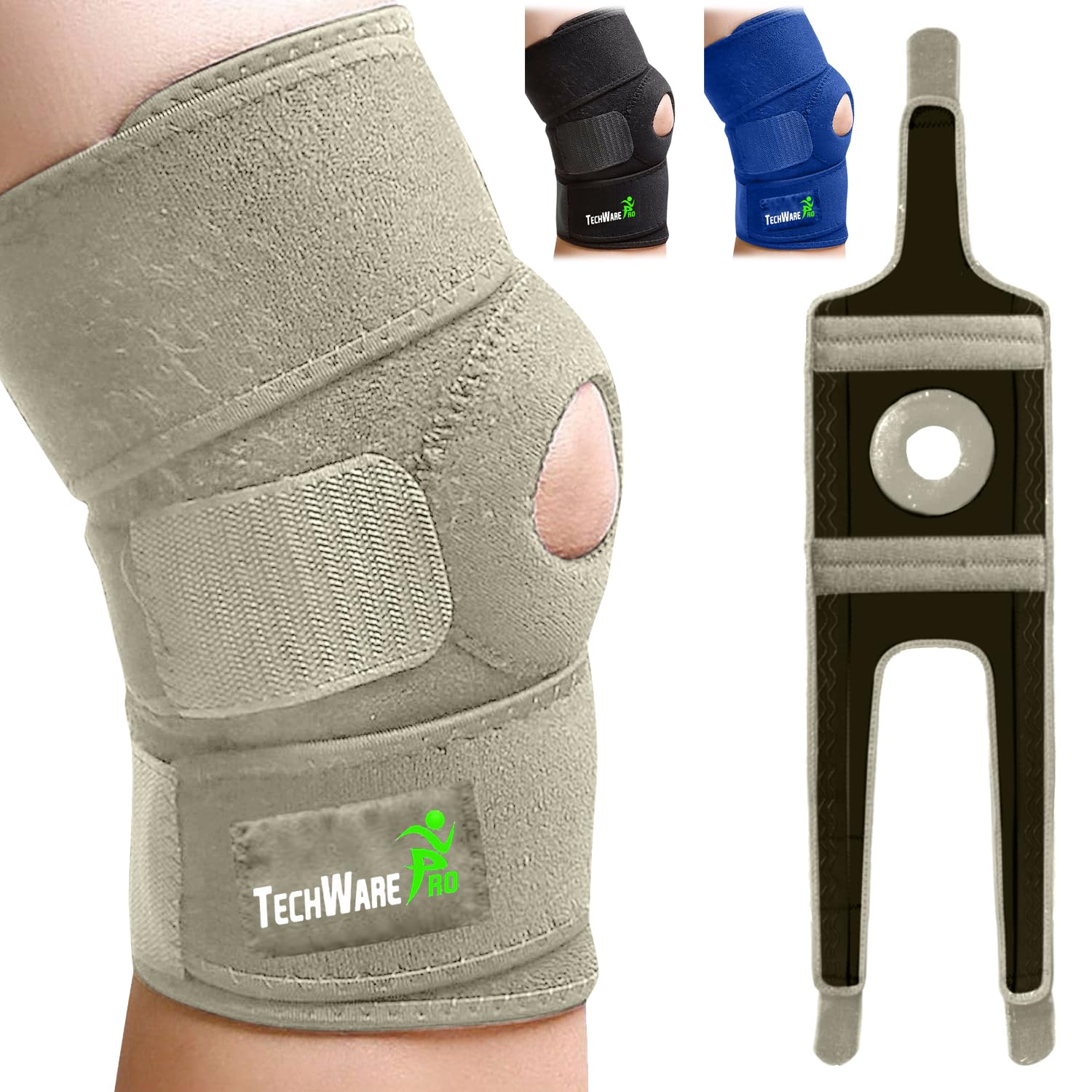 TechWare Pro Knee Brace Support - Relieves ACL, LCL, MCL, Meniscus Tear, Arthritis, Tendonitis ...