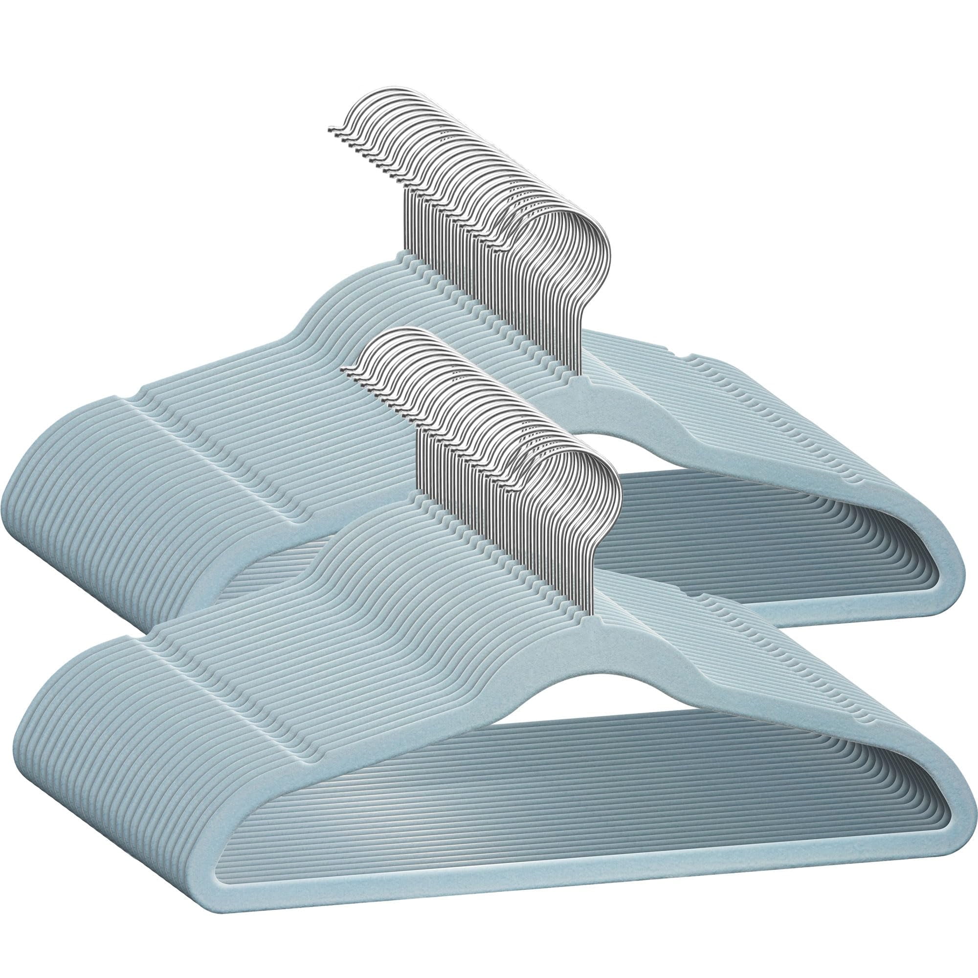 50 Pack Light Blue Kids Velvet Hangers - Non Slip Youth 14 Inch Hangers ...