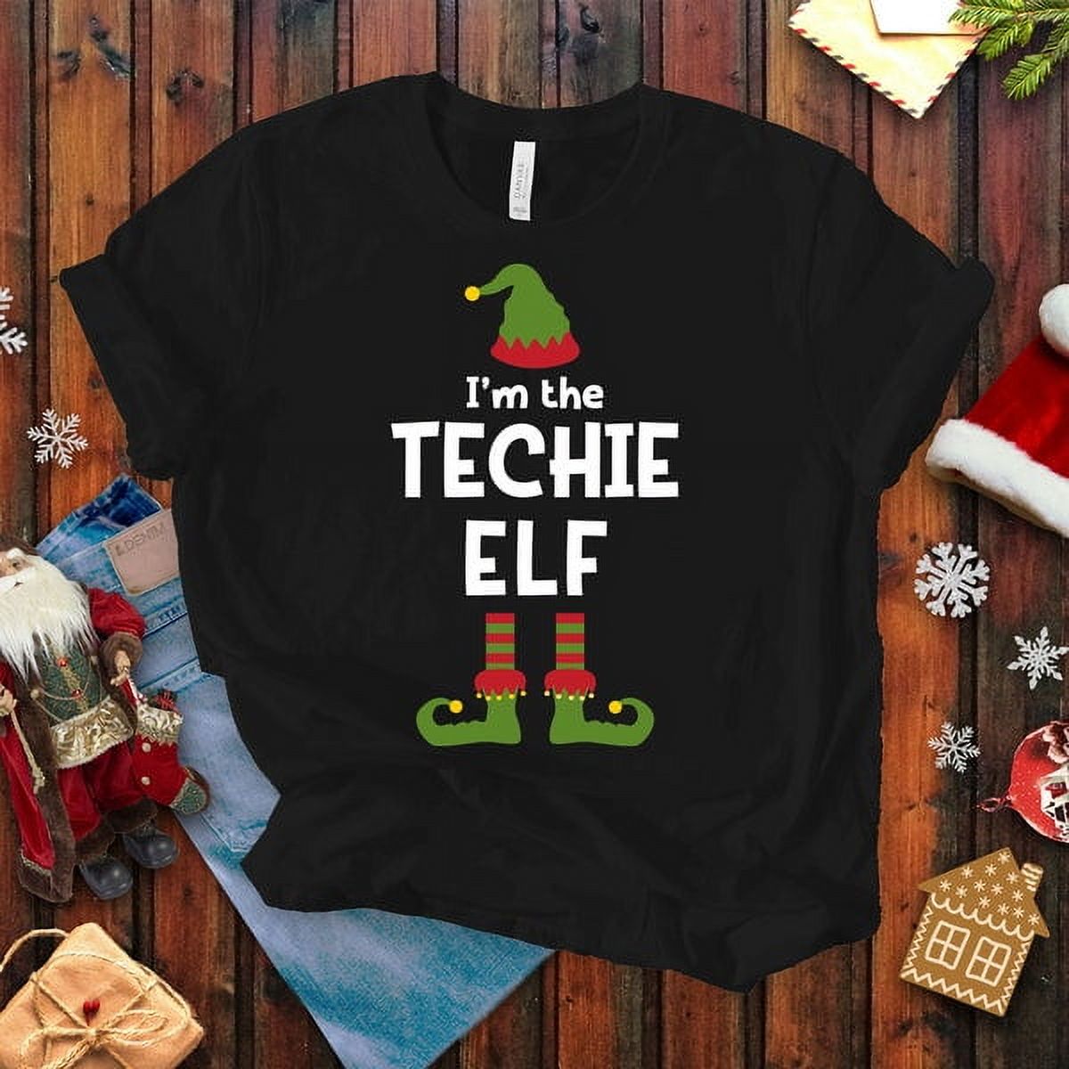 Techie Elf Christmas T-shirt for Men and Women, Tech Lover Gift, Unisex ...