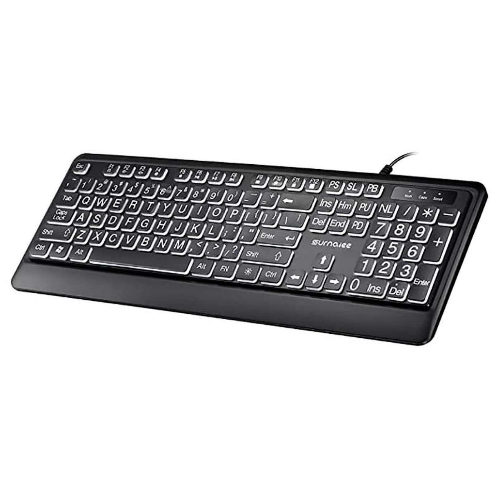 Techinal Large Font Print USB LED Backlit Keyboard 104 Keys Full Size ...