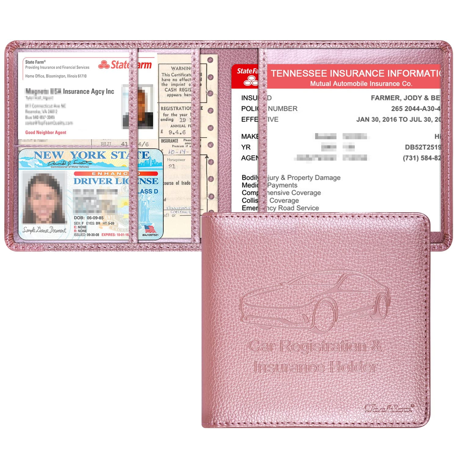 Techion Car Insurance and Registration Holder, NSD3 5.5 x 5 Inch PU ...