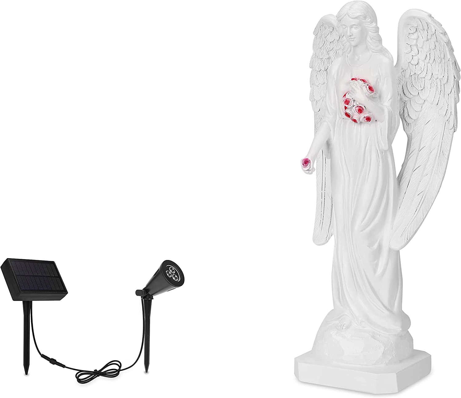 Techko Angel with Closed Wings Statue with Solar Spotlight - Walmart.com
