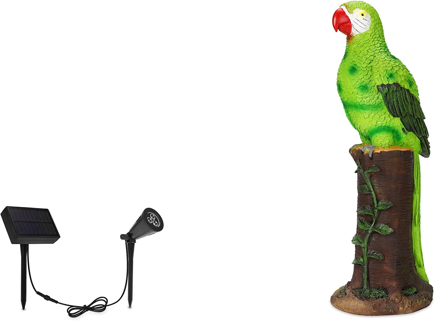 Techko Green Parrot Statue with Solar Spotlight - Walmart.com