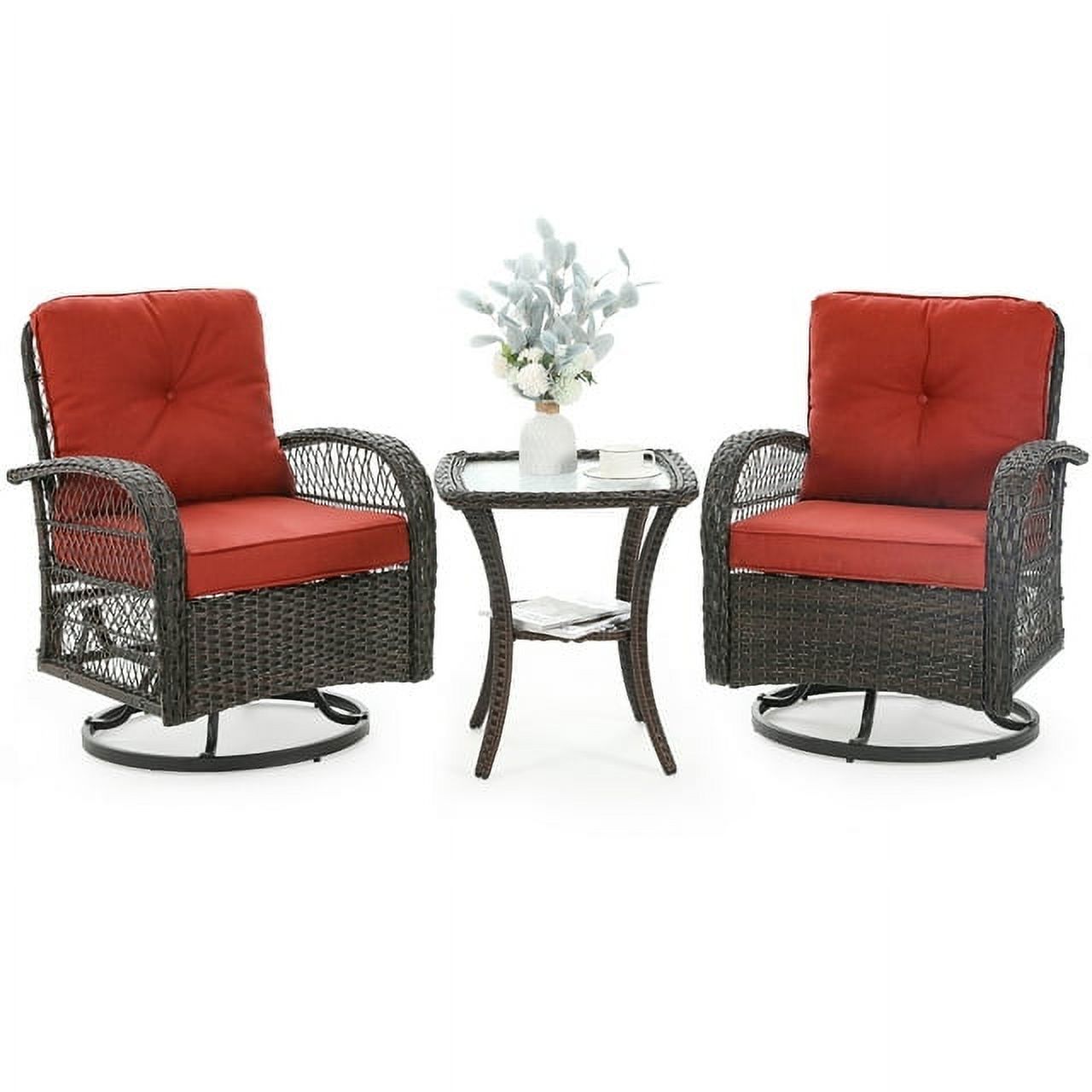 HomeStock Urban Oasis 3Pc Outdoor Wicker Swivel Rocker Chair Set Gray ...