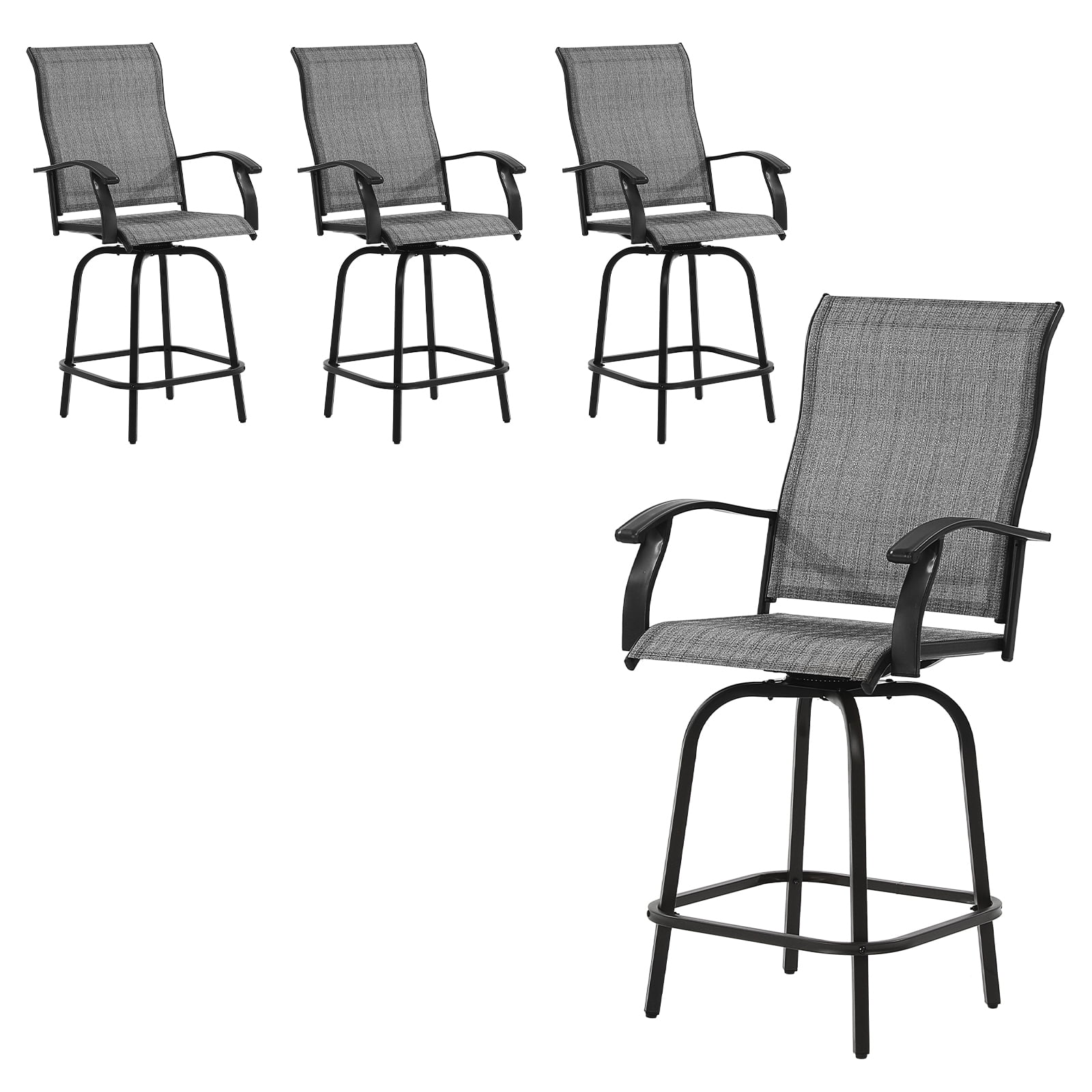 Techmilly High Outdoor Swivel Bar Stools Set of 4, Patio Chairs for ...