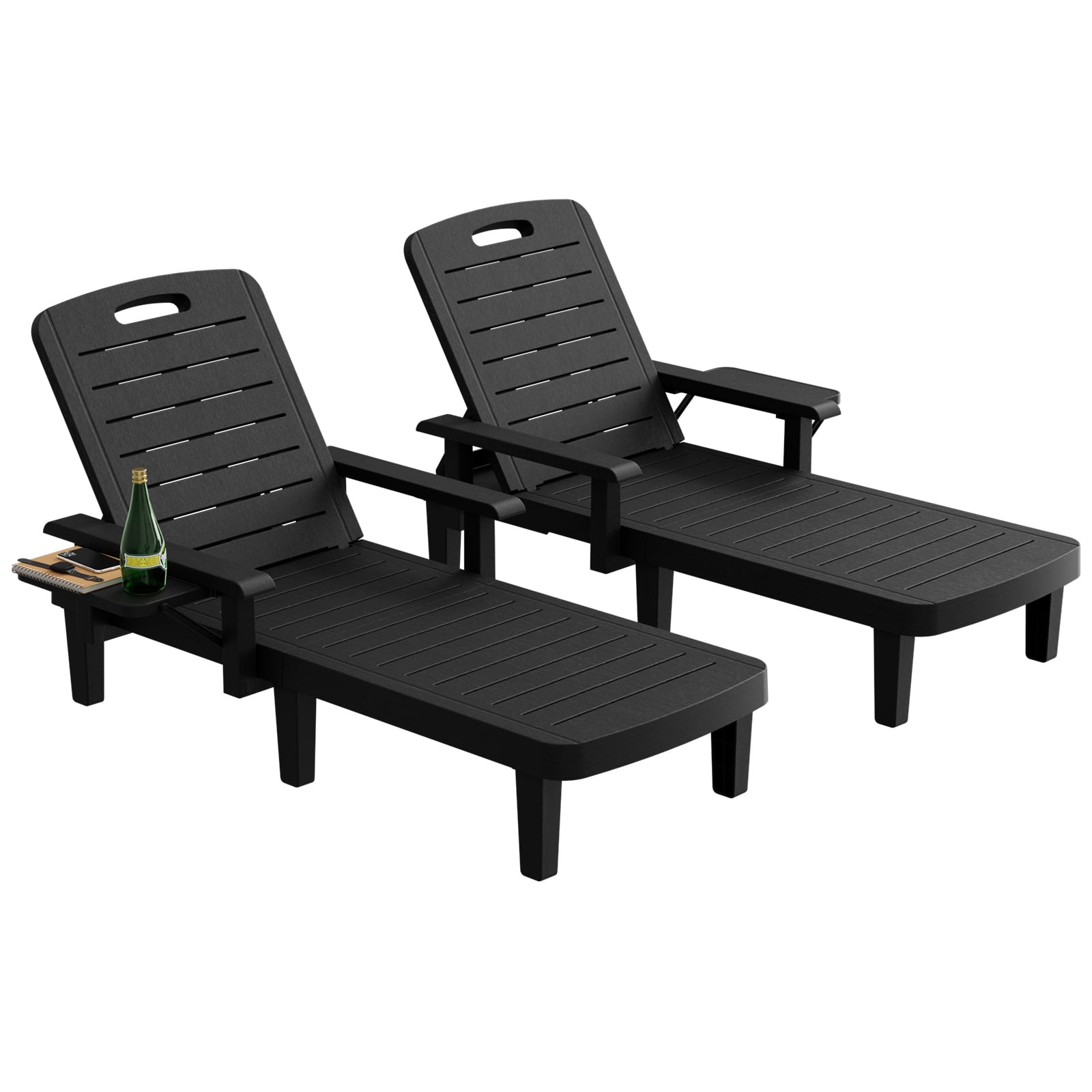 Techmilly Oversized Pool Lounge Chairs Set of 2, Waterproof Resin Pool ...