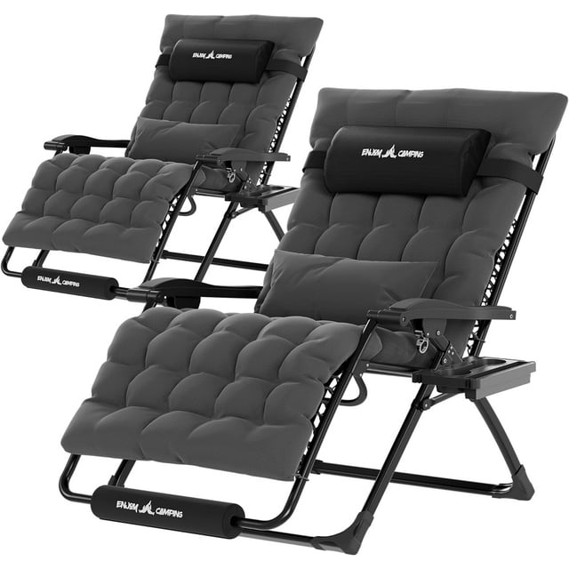 Techmilly Oversized Zero Gravity Chair Set of 2, 33In XL Lawn Chair ...