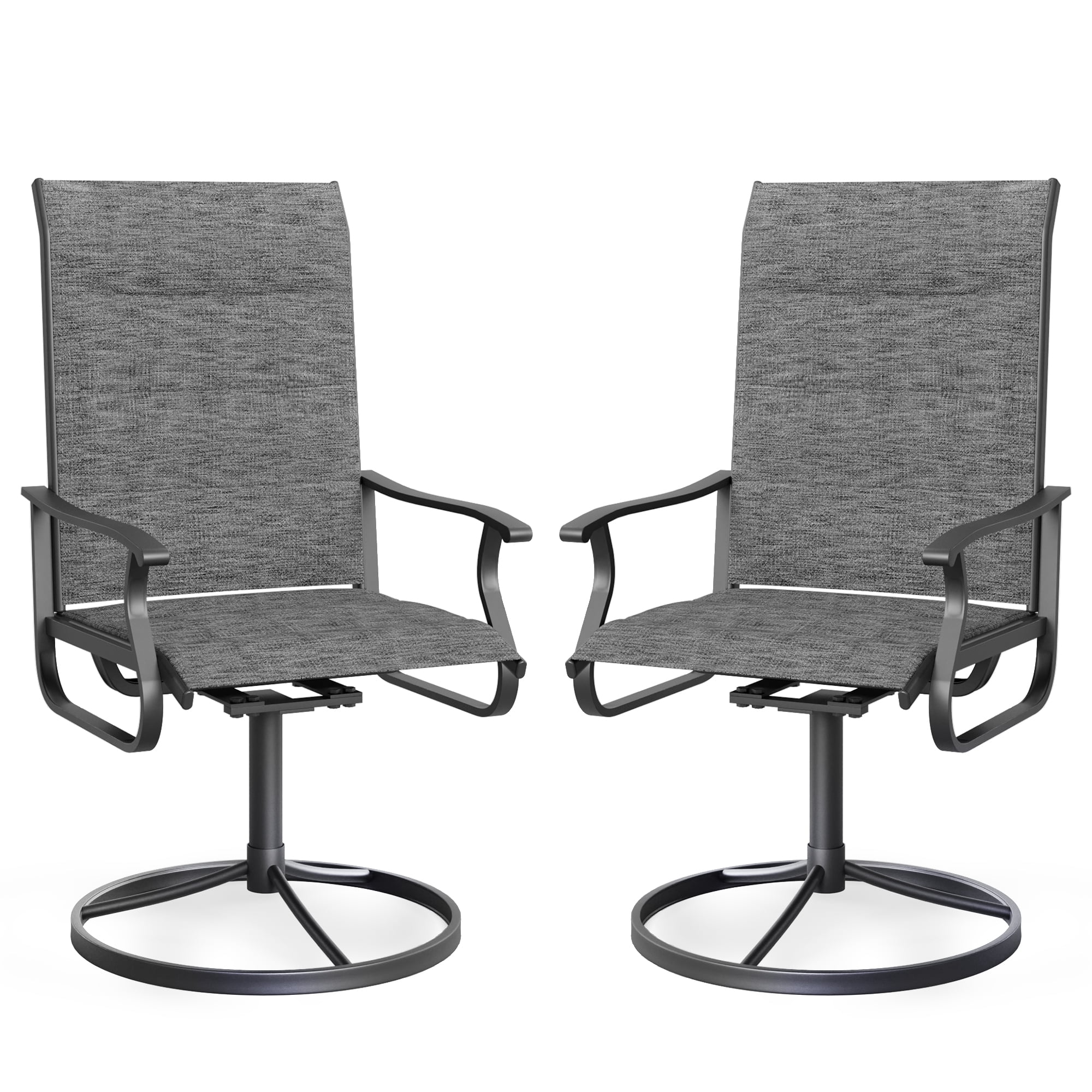 TECHMILLY Patio Swivel Chairs Set of 2, Outdoor High Back Dining Chairs ...