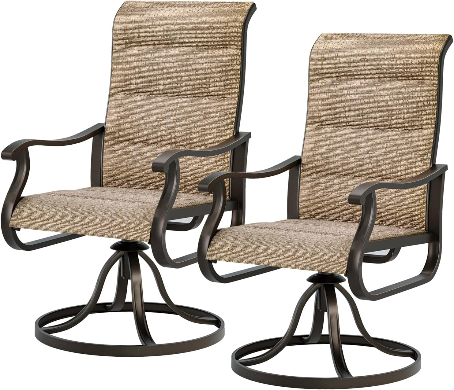 Techmilly Patio Swivel Chairs Set of 2, High Back Metal Outdoor Dining ...