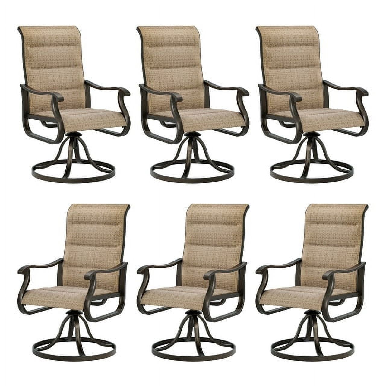 Techmilly 6 Pcs Swivel Patio Chairs, High-back, Padded All-Weather ...