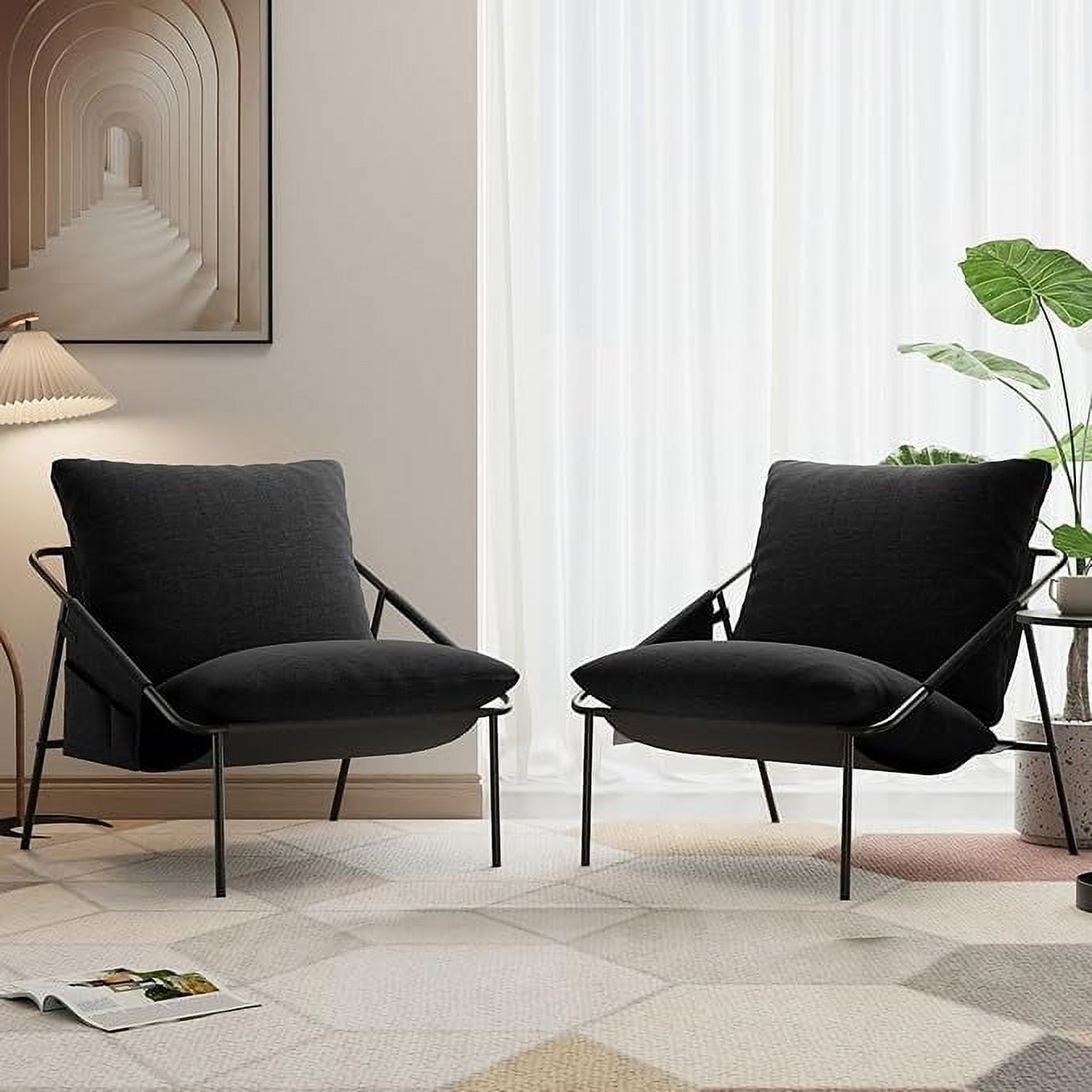 TECHMILLY Reading Chairs Set of 2, Sling Accent Chairs with Cushions ...