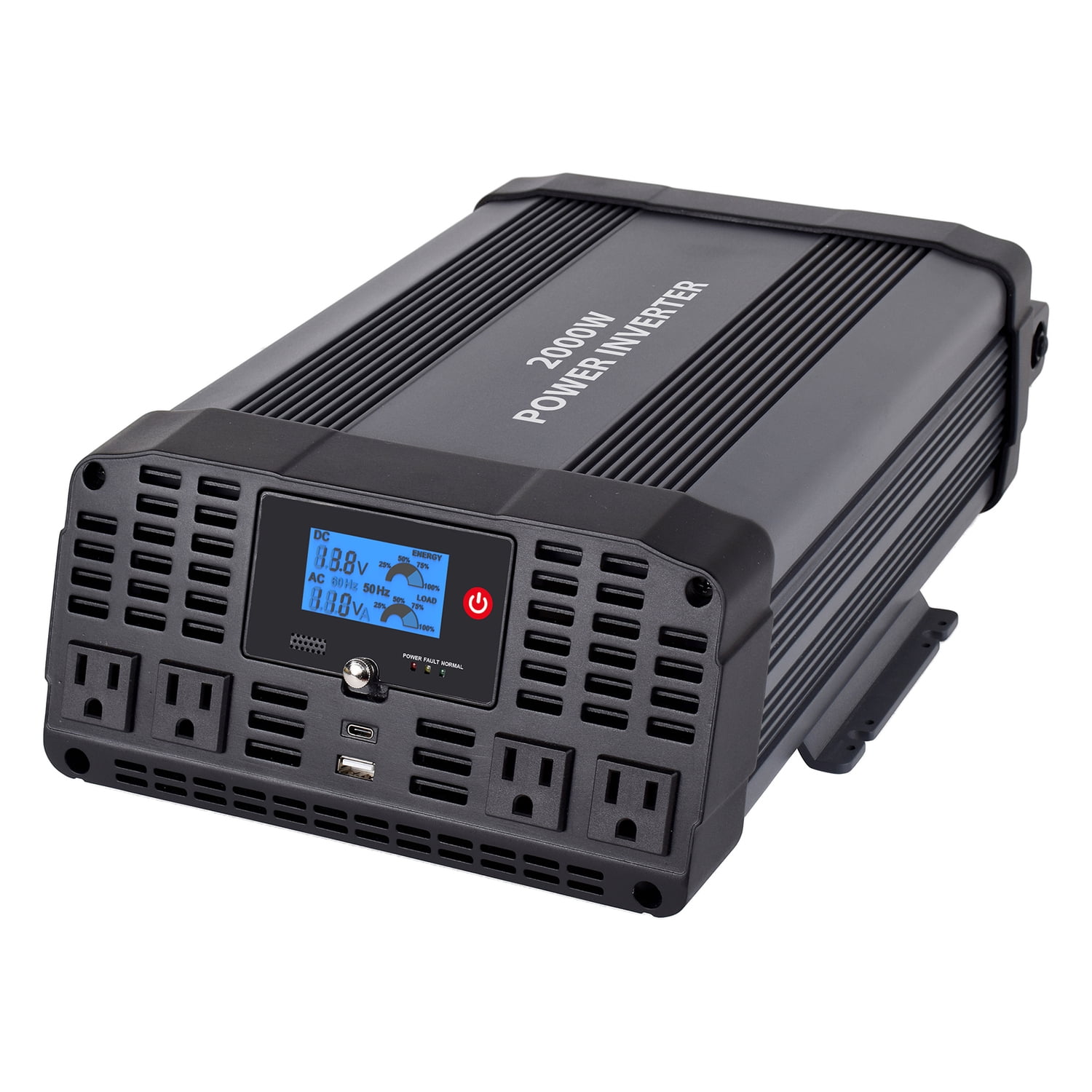 Technaxx TE22 2,000-Watt Sine-Wave Power Inverter, 4 AC Outlets and 2 ...