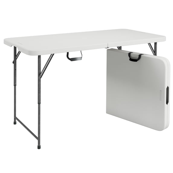 Techni Home 4 ft Adjustable Height Granite White Folding Table with ...