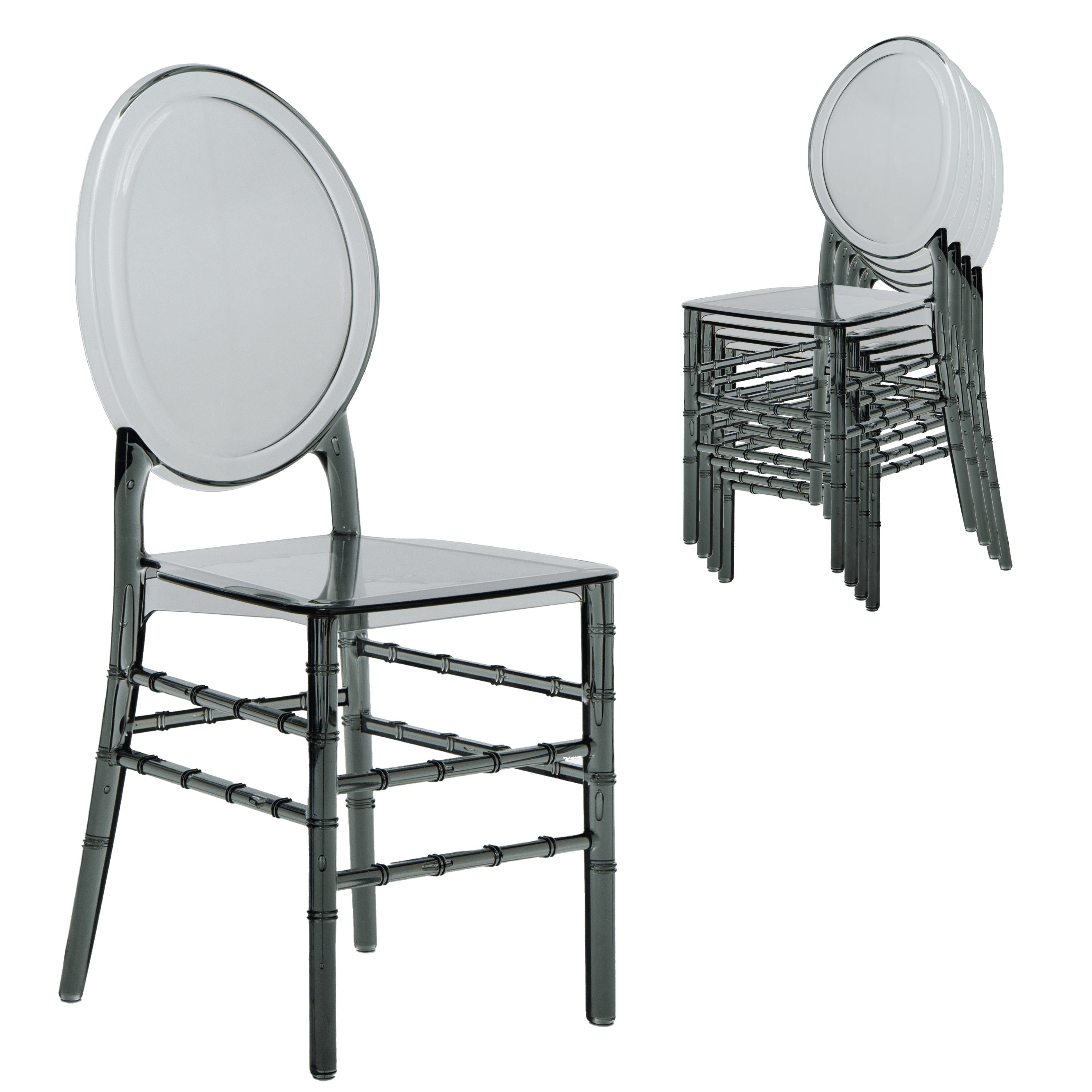 Techni Home Stackable Ghost Style Dark Grey Acrylic Event Chairs – Set ...