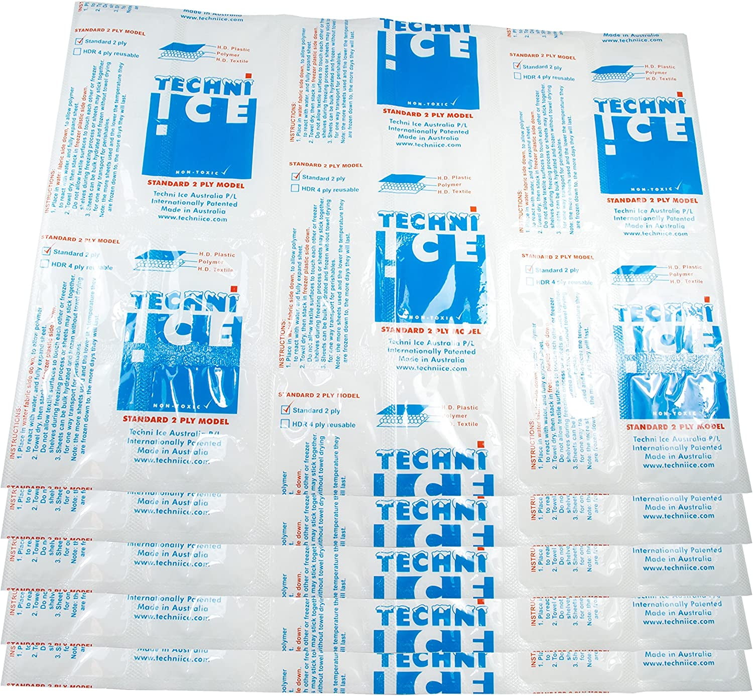 Techni Ice 2-Ply Reusable Ice and Heat Packs, 5 Sheets, Freezer Safe ...