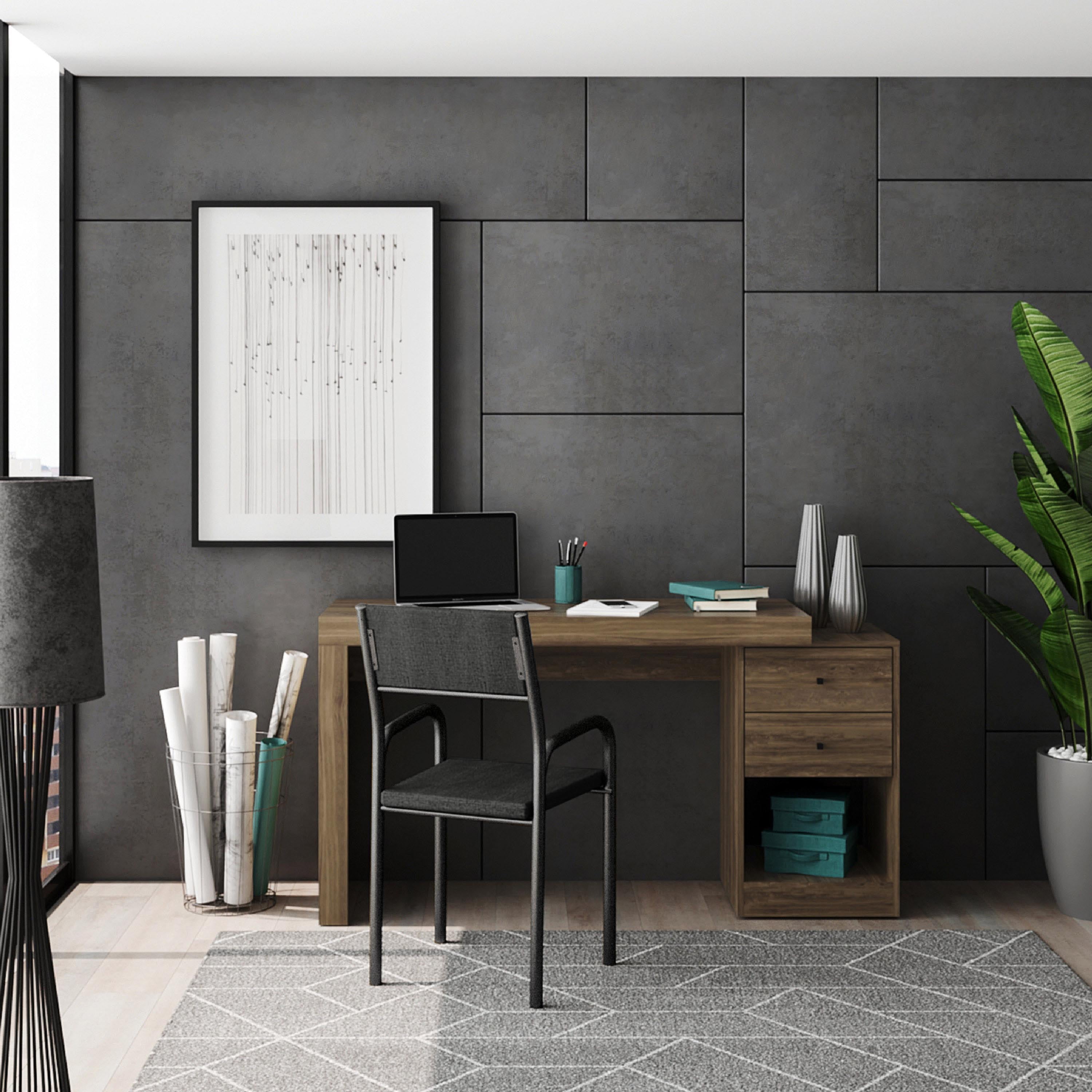 Techni Mobili Cassa Expandable Desk with Drawers & Shelf, Engineered ...
