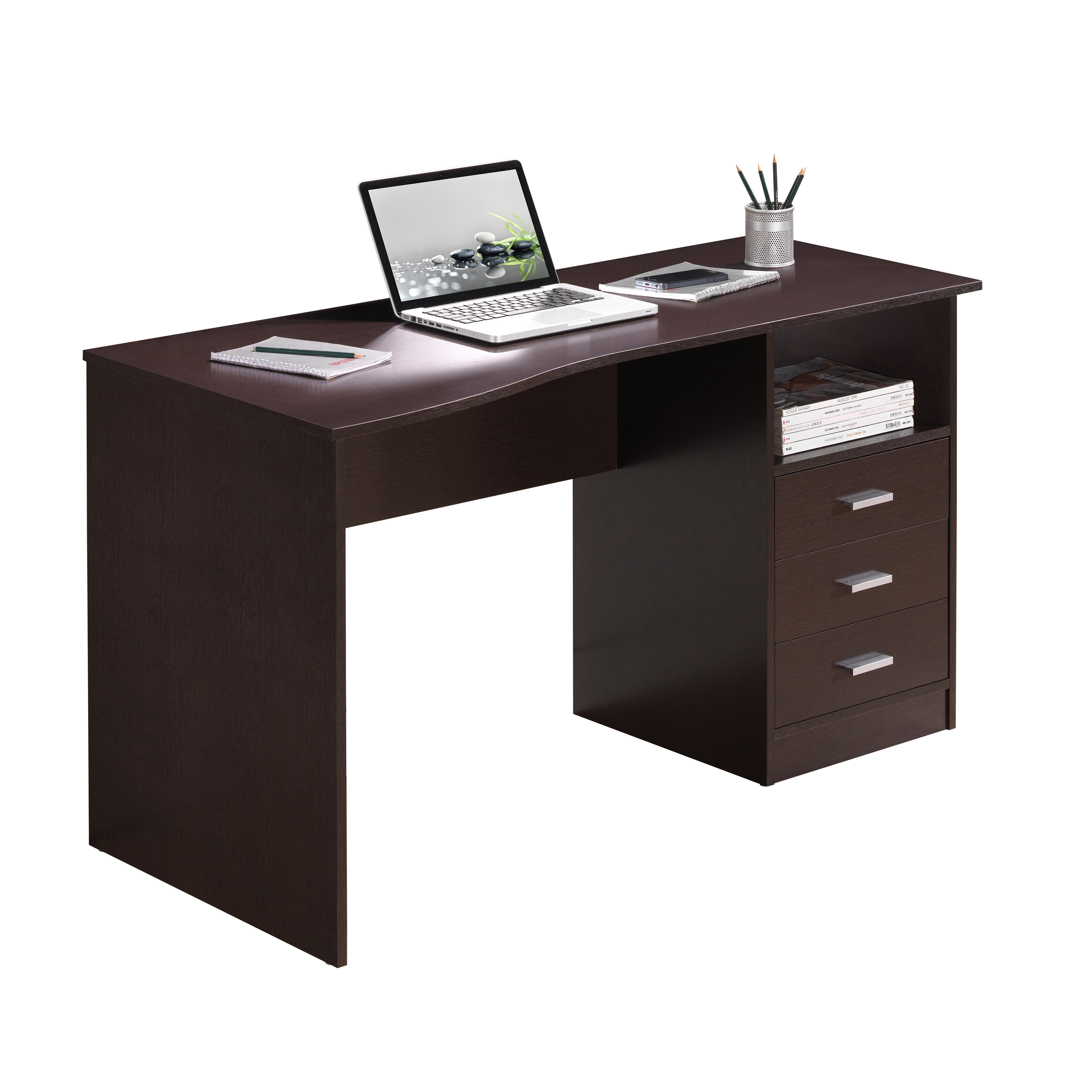 Inval America Espresso Writing Desk with Four Drawers - Walmart.com