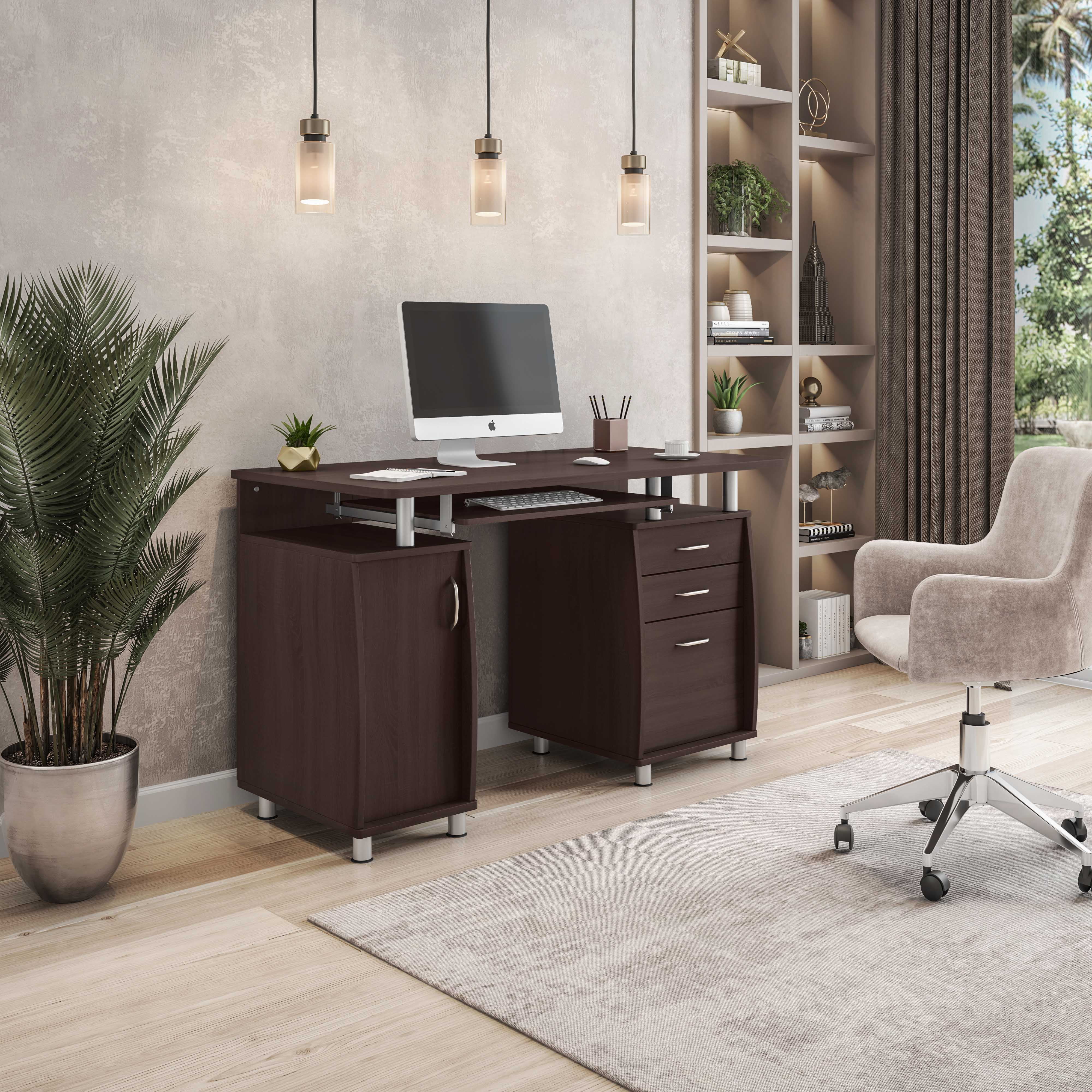 Techni Mobili Complete Adult Computer Workstation with Cabinet and ...