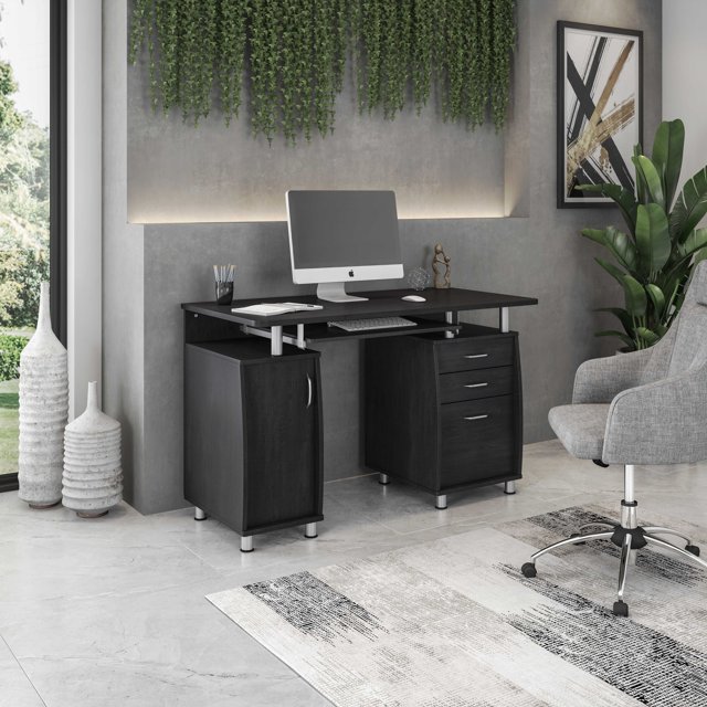 Techni Mobili Complete Adult Computer Workstation with Cabinet and ...