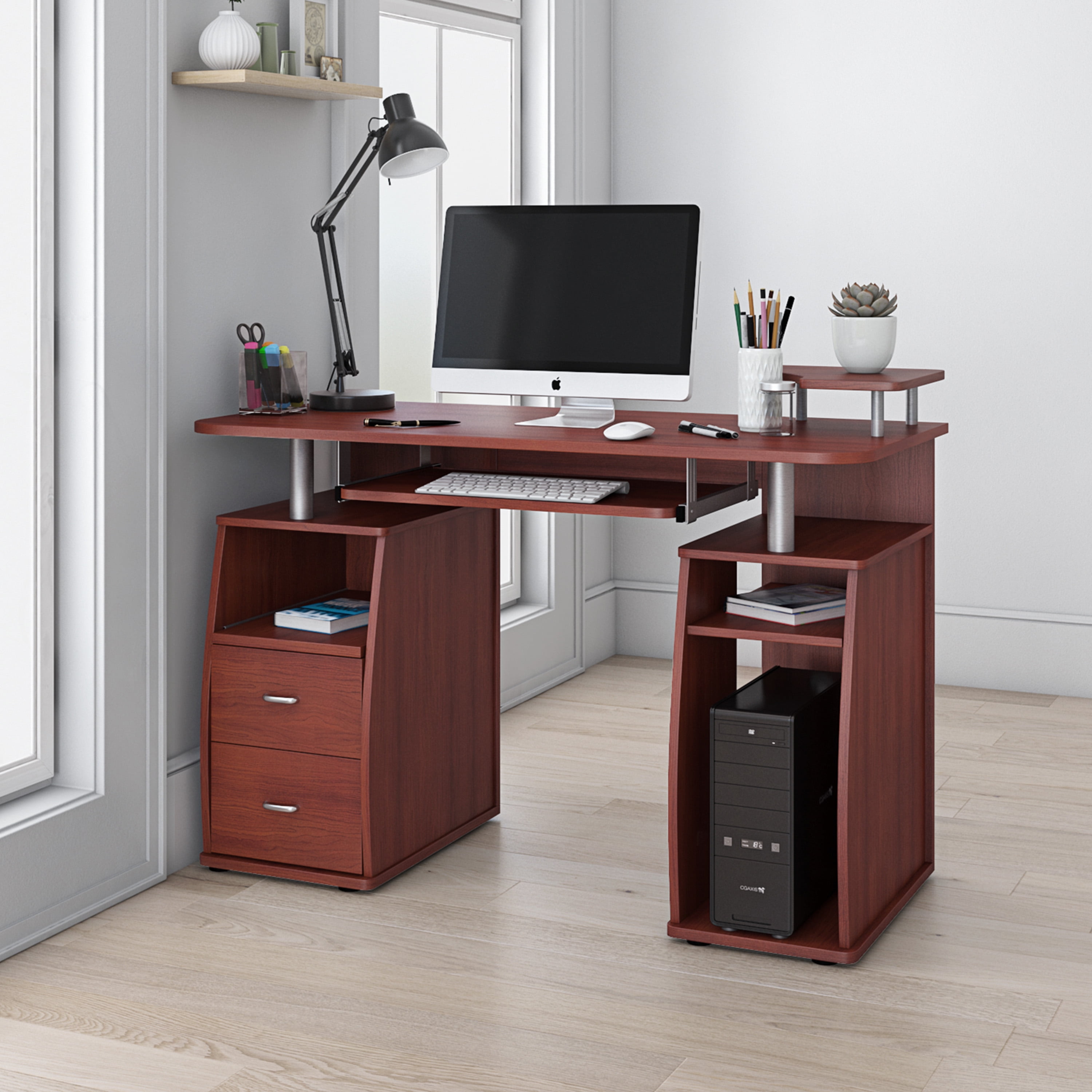 Techni Mobili Multifunctional Computer Desk with Storage and Elevated ...