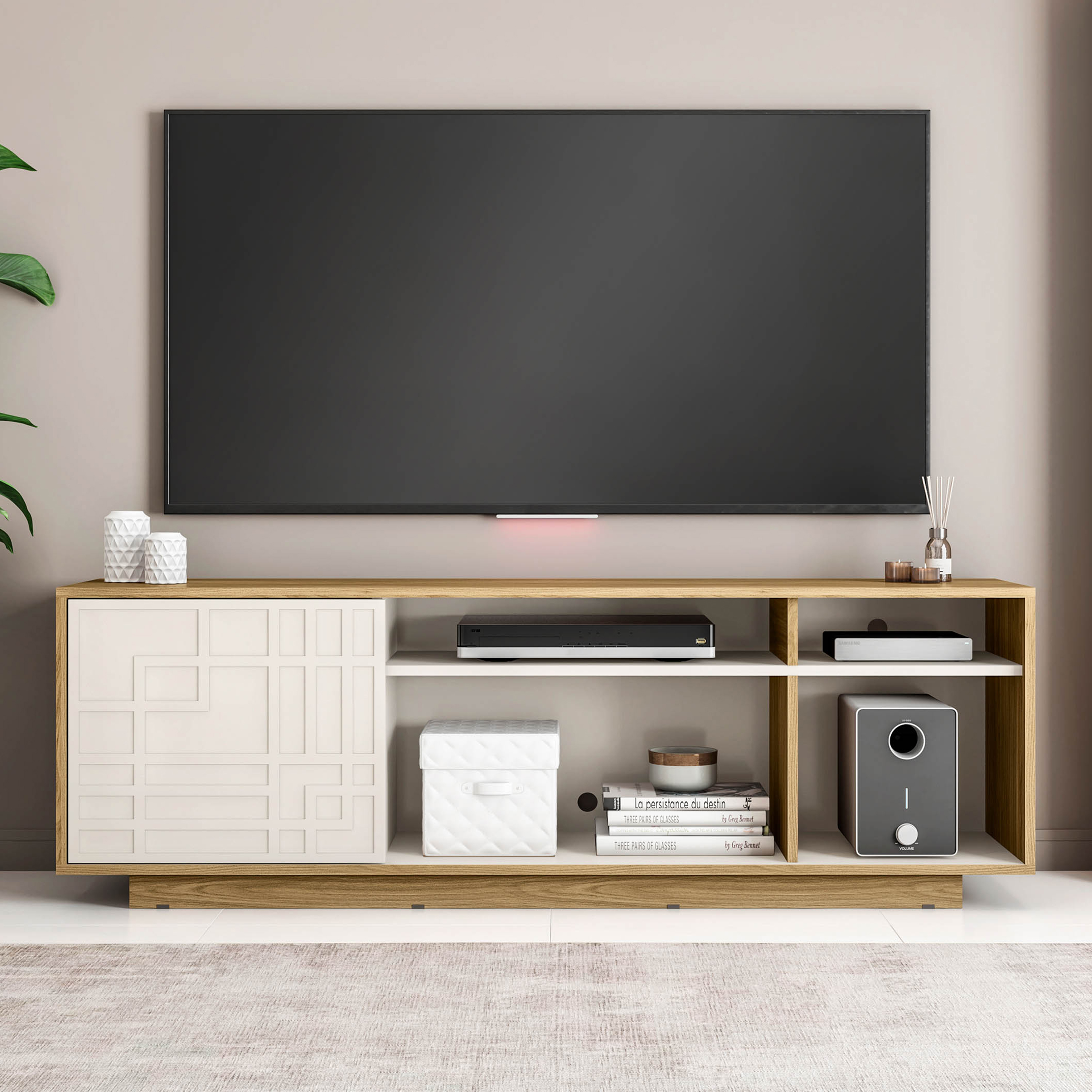 Woven Paths Open Storage TV Stand for TVs up to 80", Charcoal - Walmart.com