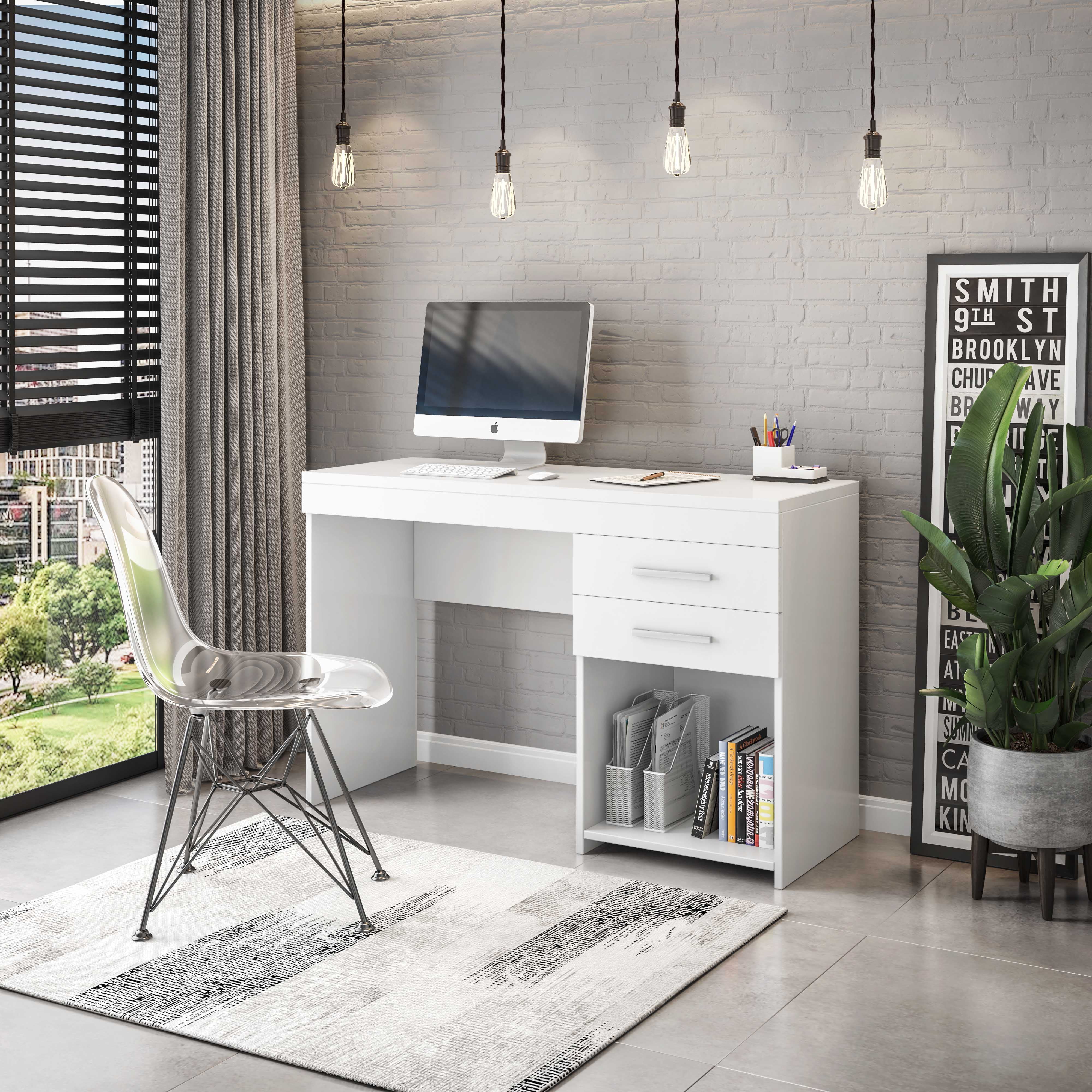 Techni Mobili Home Office Computer Desk with Storage White