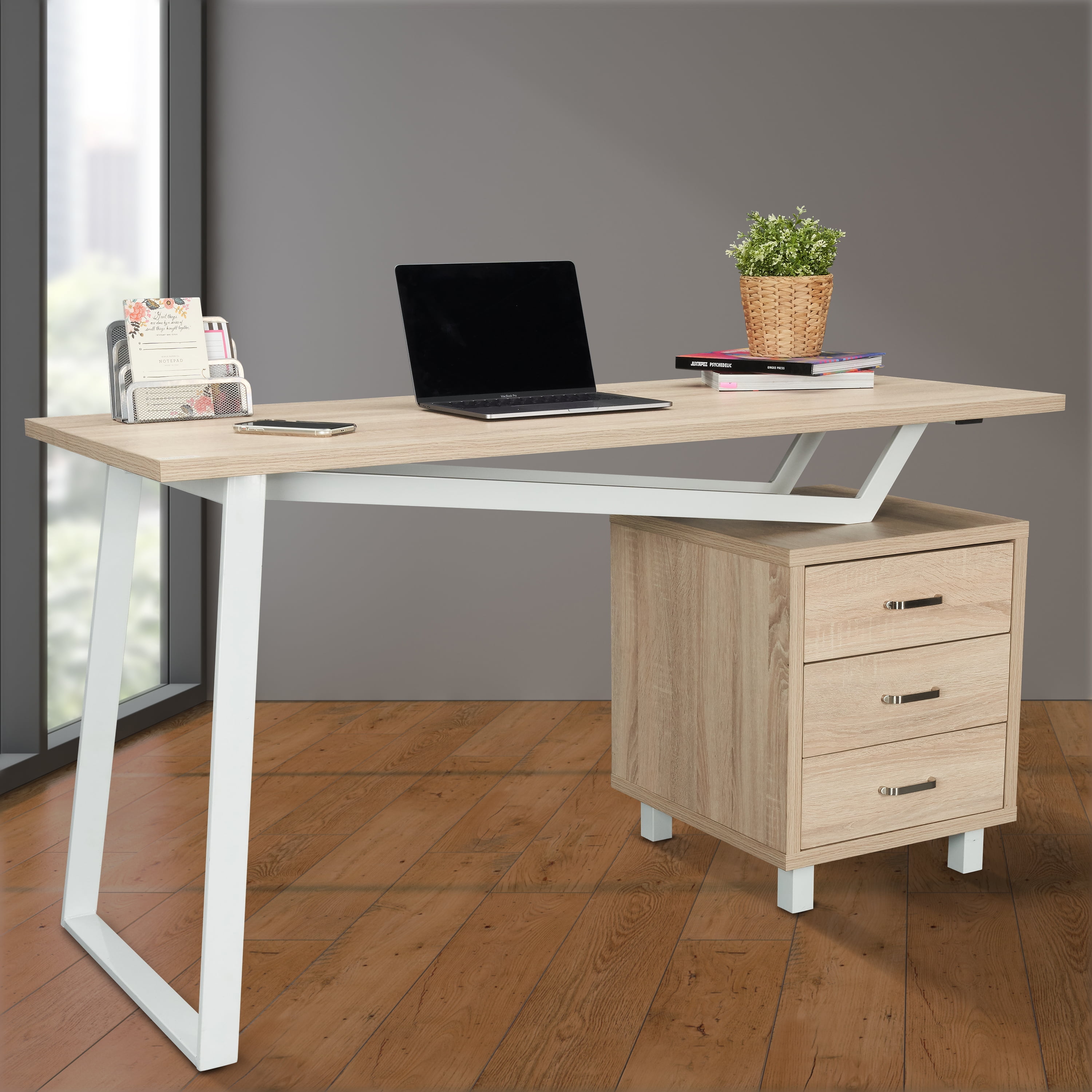 Techni Mobili Modern Design Computer Desk with Storage, Sand - Walmart.com
