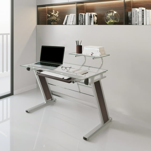 Techni Mobili Modern Workstation Computer Desk W/Sliding Adjustable ...